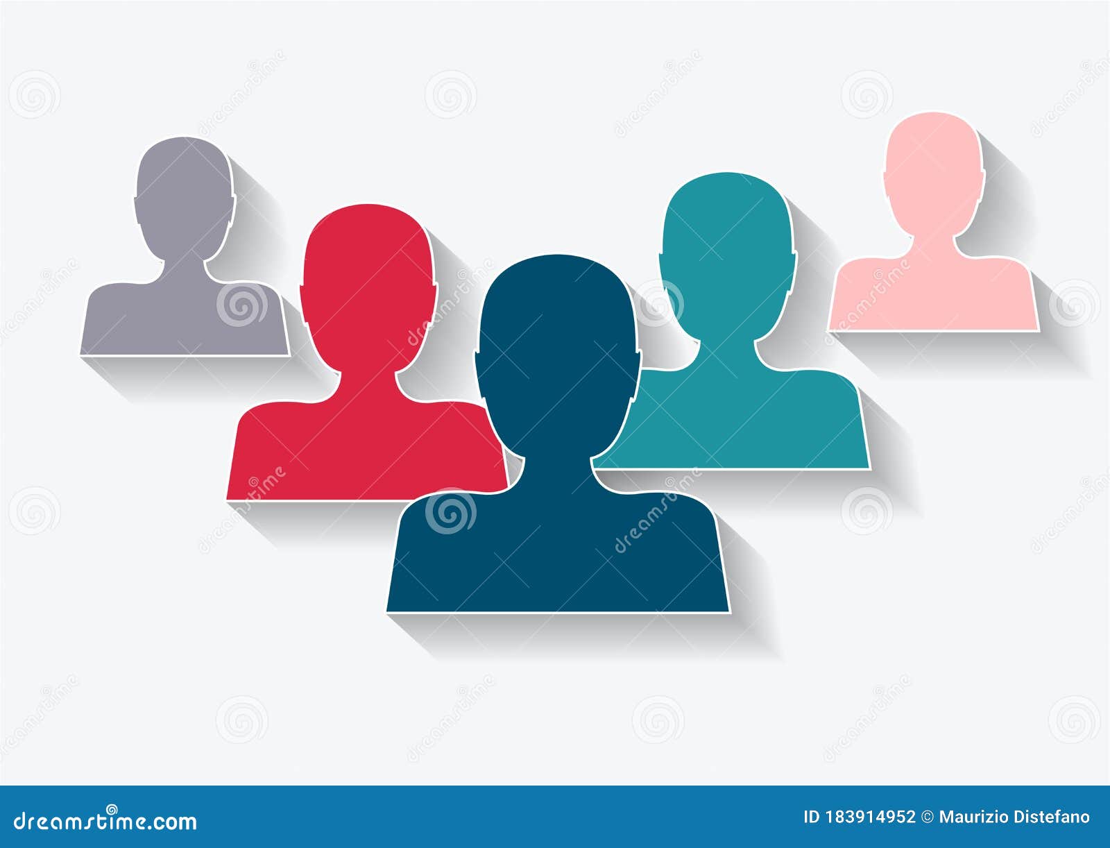 Vector Teamwork Sign. Five People in Flat Design Stock Vector ...