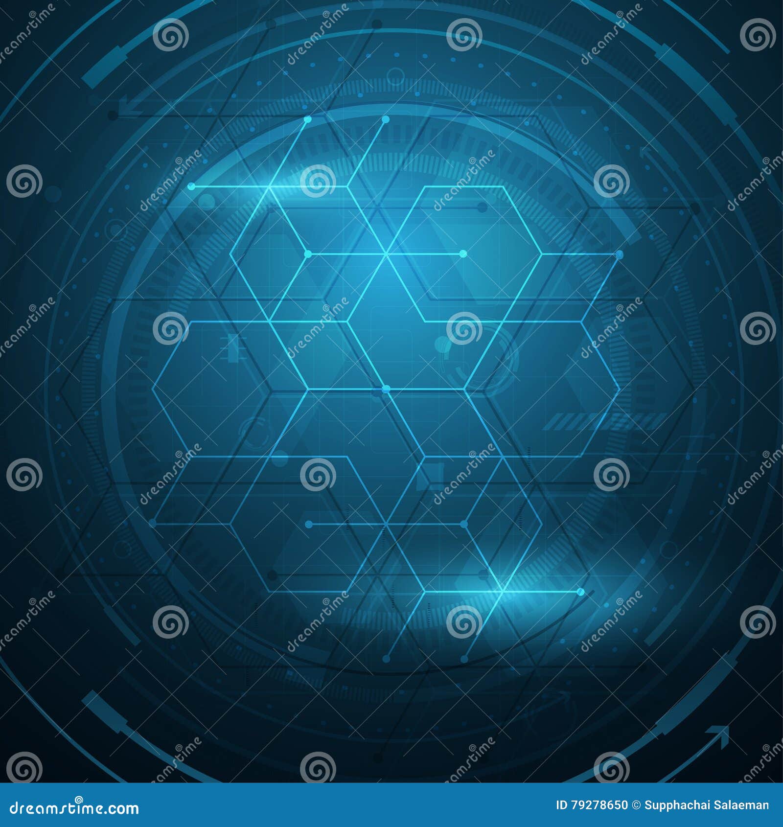 Vector Tech Background Hexagon Cube Circular Pattern Design Stock ...