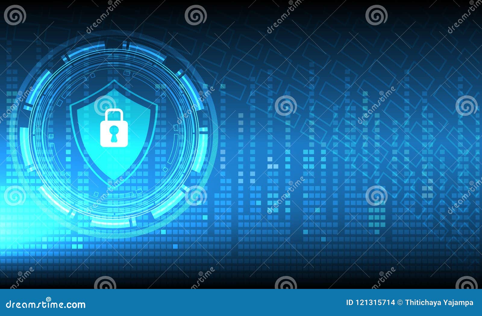 Vector Tech Circle with Security Mechanism on Blue Background ...