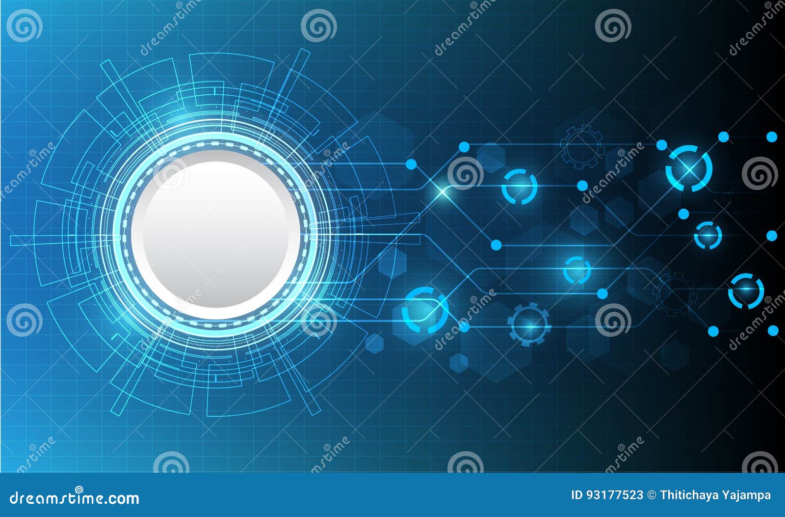 Vector Tech Circle and Technology on Blue Background. Stock Vector ...