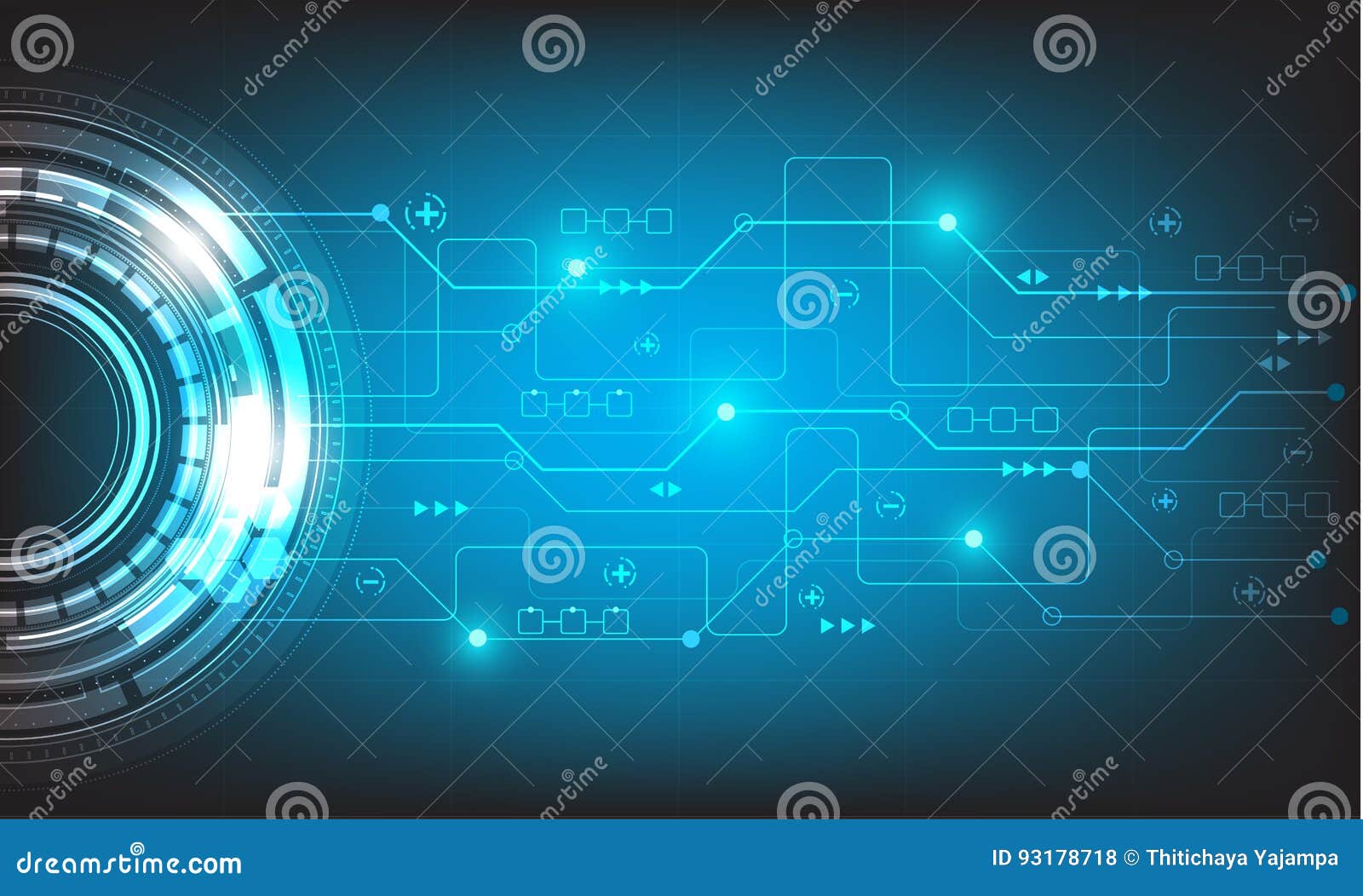 Vector Tech Circle with Various Technological Elements. Stock Vector ...