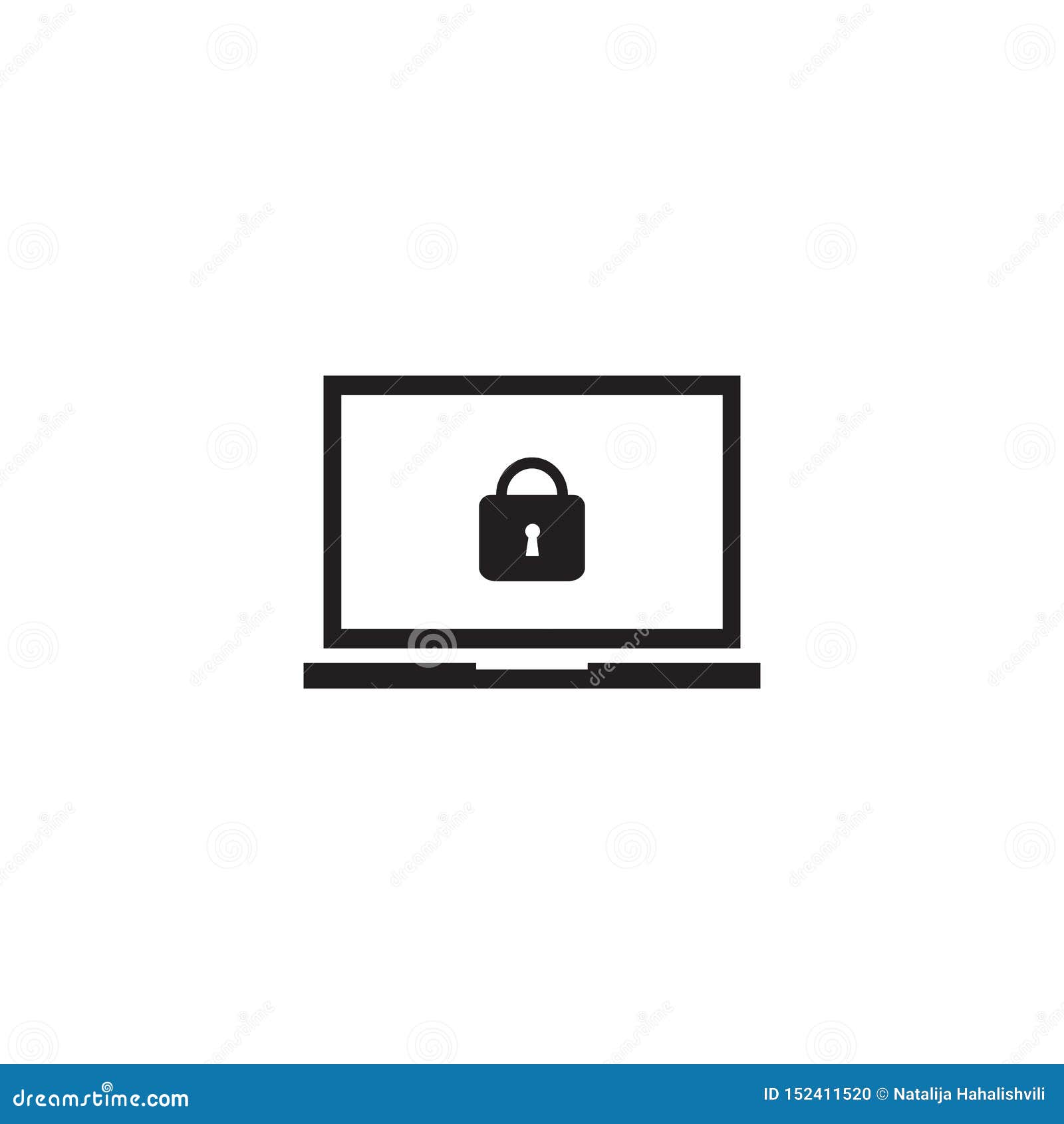 Vector Tech Computer Laptop Icon. on the Computer Screen a Lock Sign ...