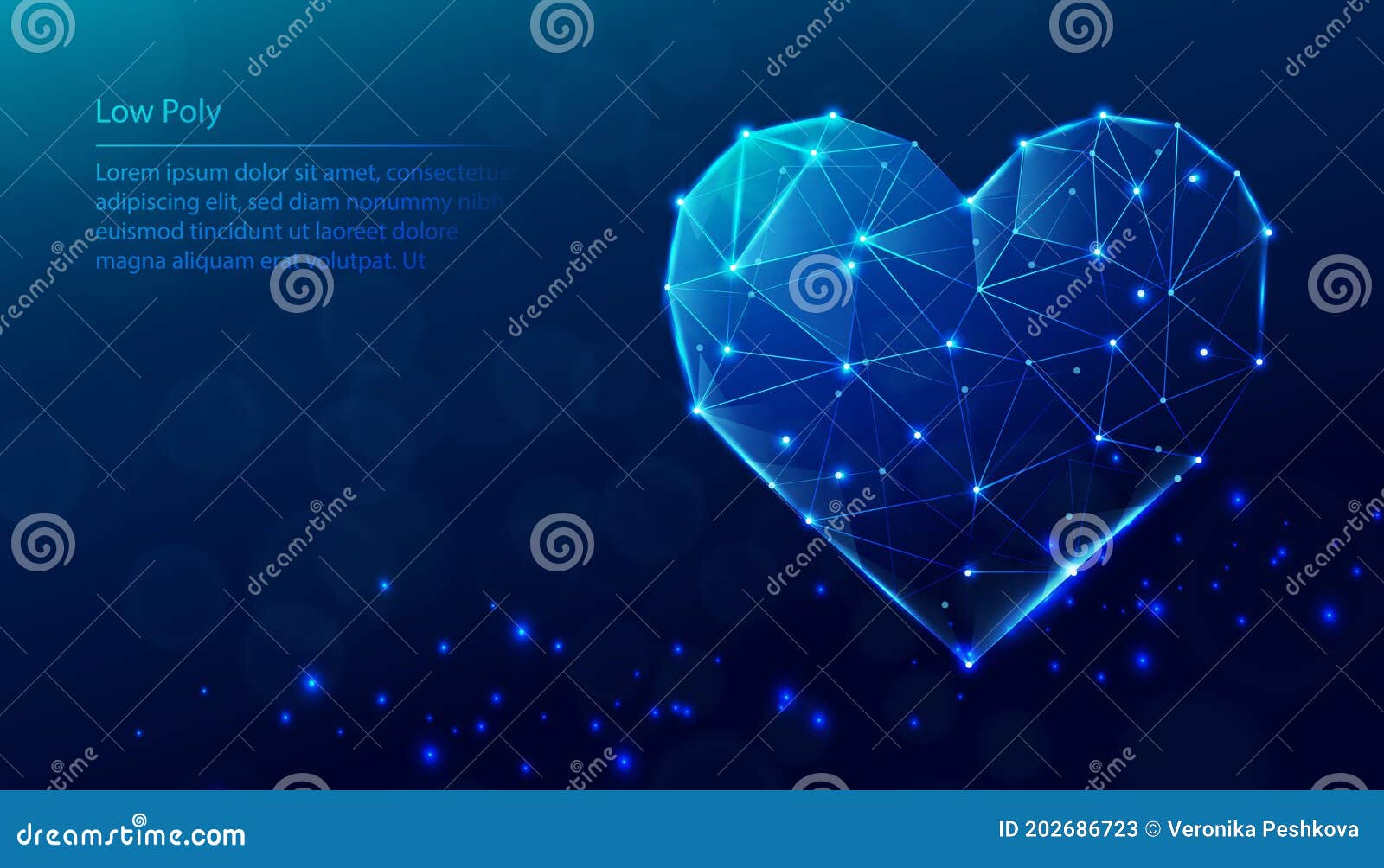 Vector Tech Low Poly Background. Low Poly Heart Shape Stock ...