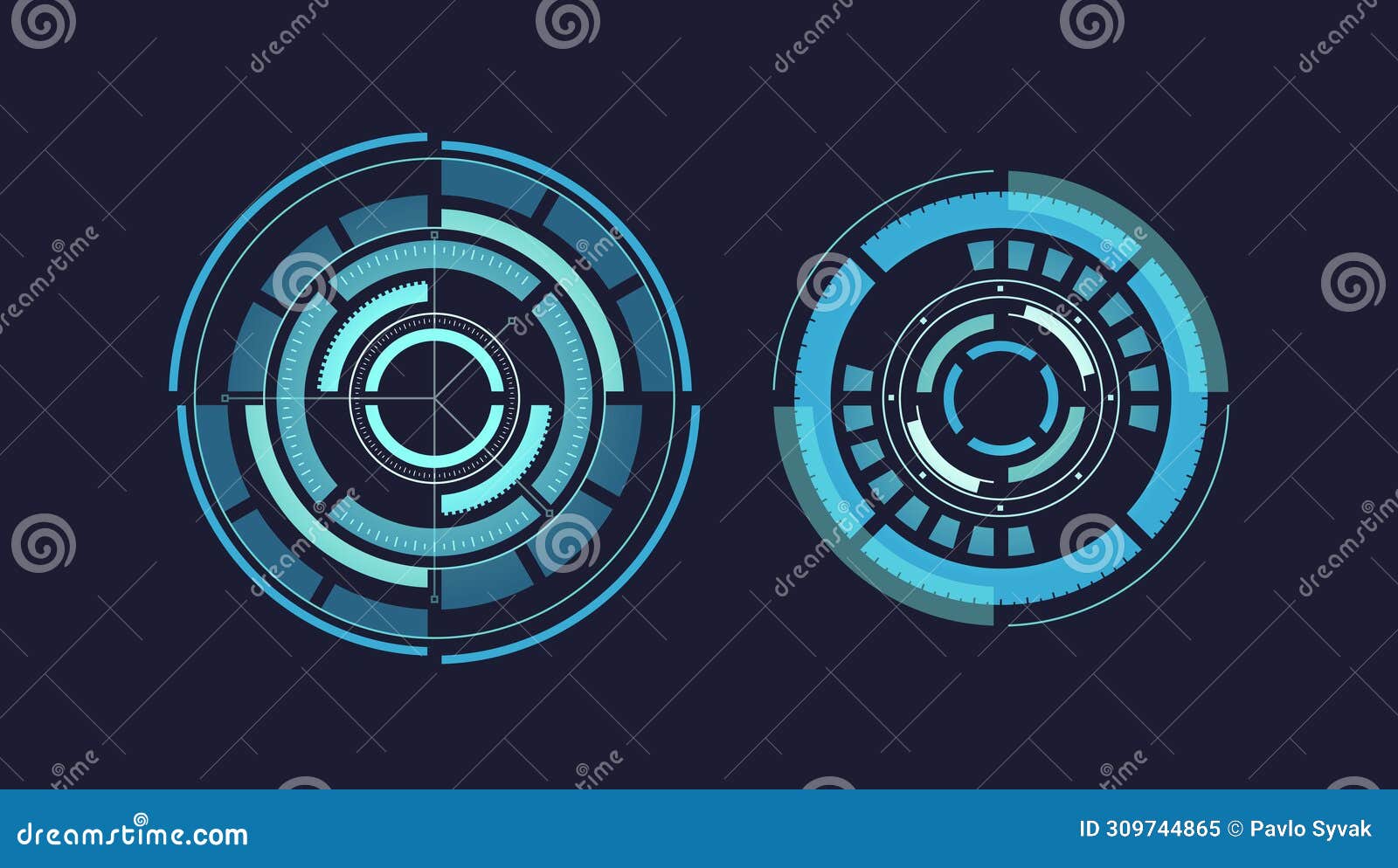 Vector Techno Hi-tech Circles, Space Shop Panel, Blue Glowing Round ...