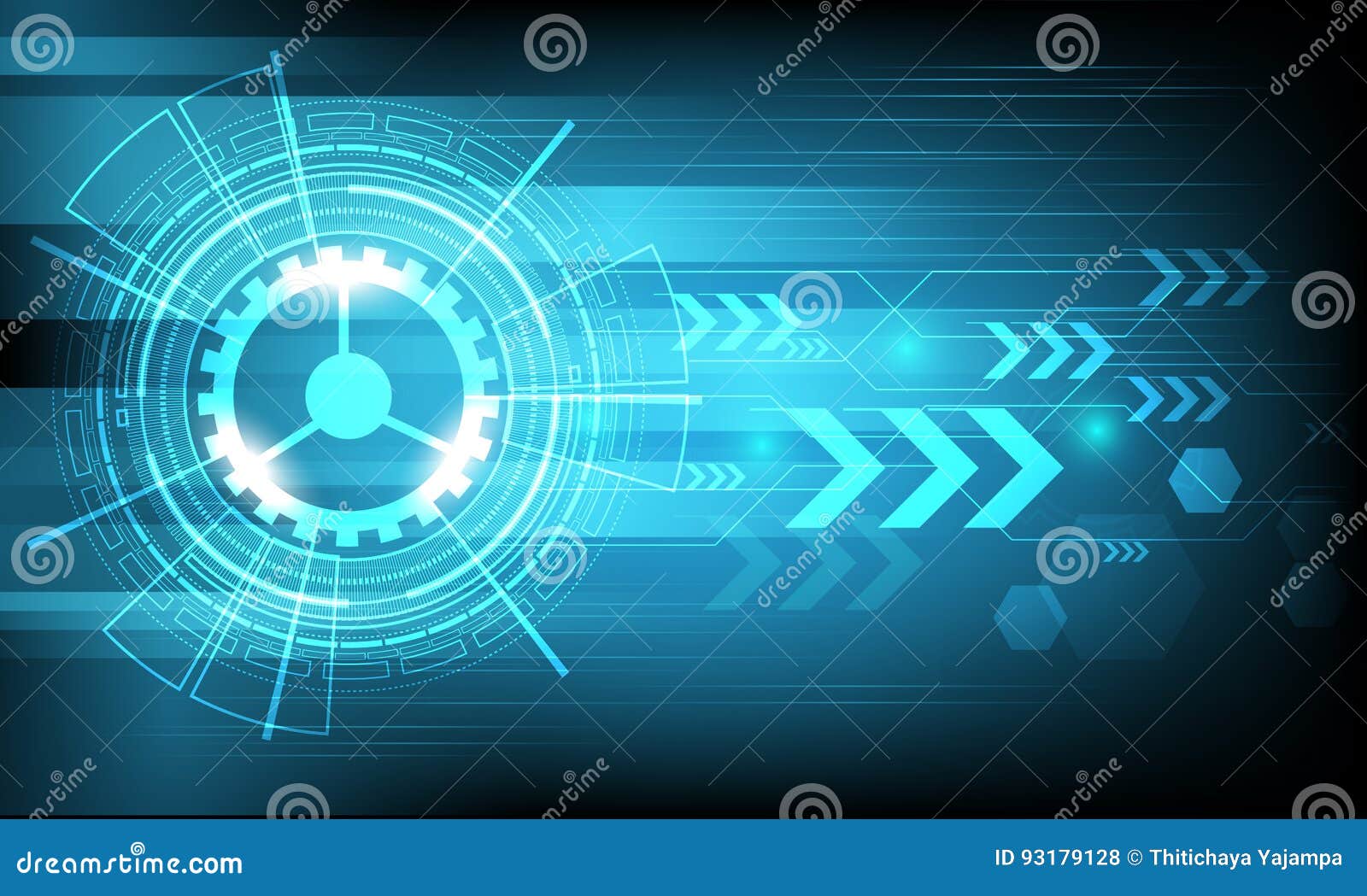 Vector Technologiekreis Und Technologisch Auf Blauem Hintergrund Vektor ...
