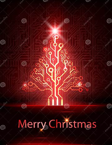 Vector Technology Christmas Tree Stock Vector - Illustration of digital ...