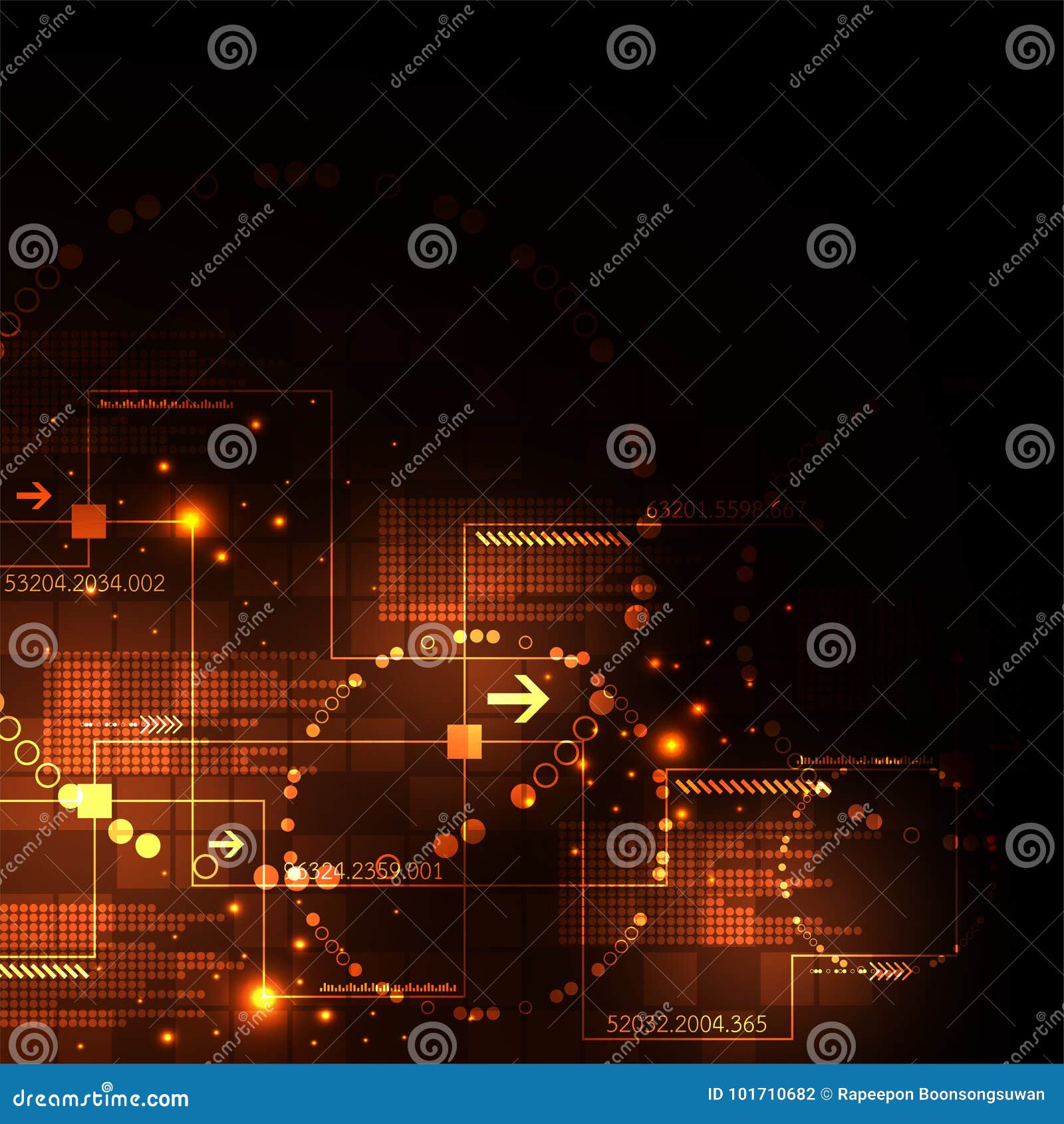 Vector in Technology Concept on a Dark Orange Background. Stock Vector ...