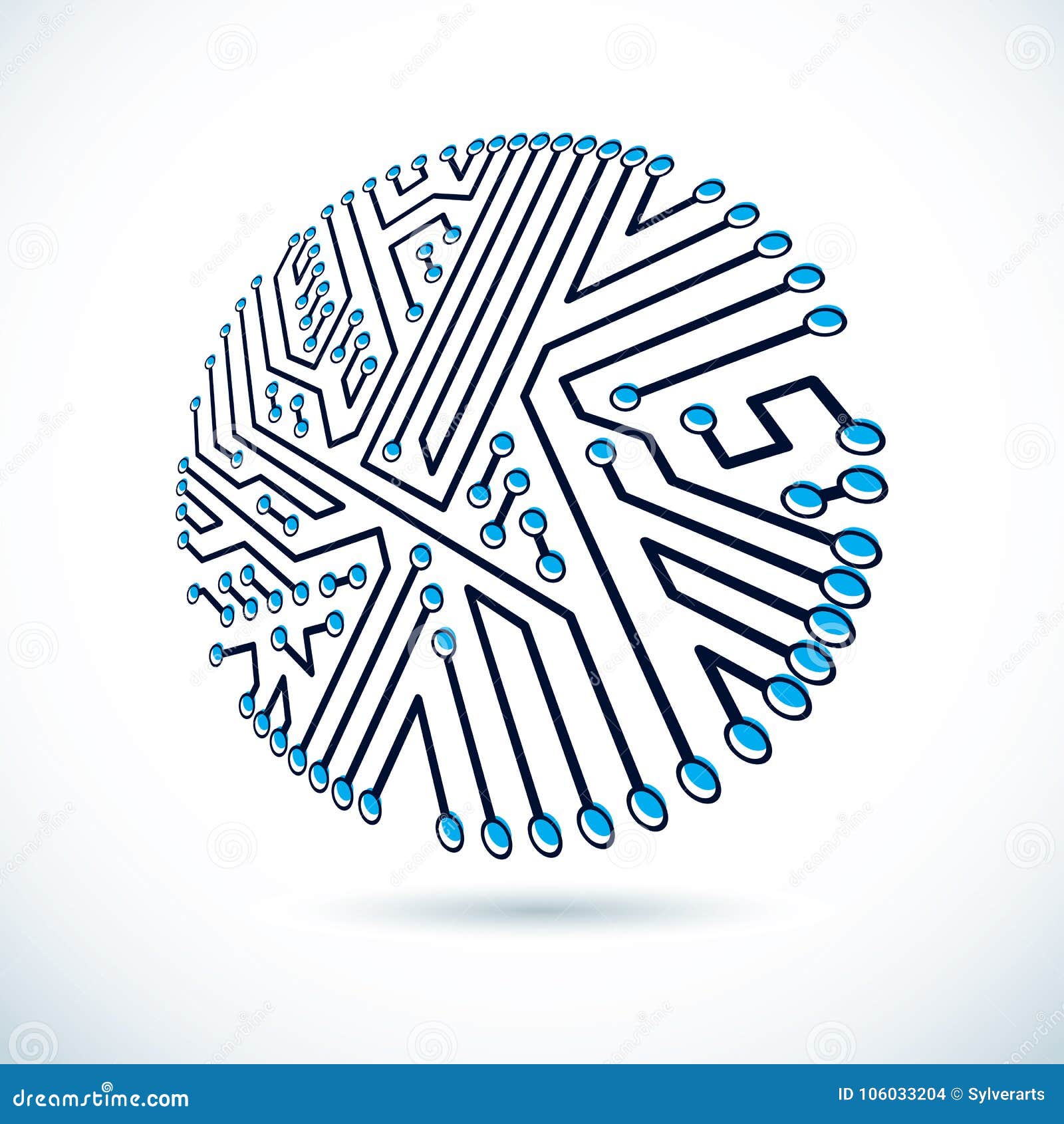 Vector Technology Cpu Design With Circular Microprocessor Scheme Stock Vector Illustration Of