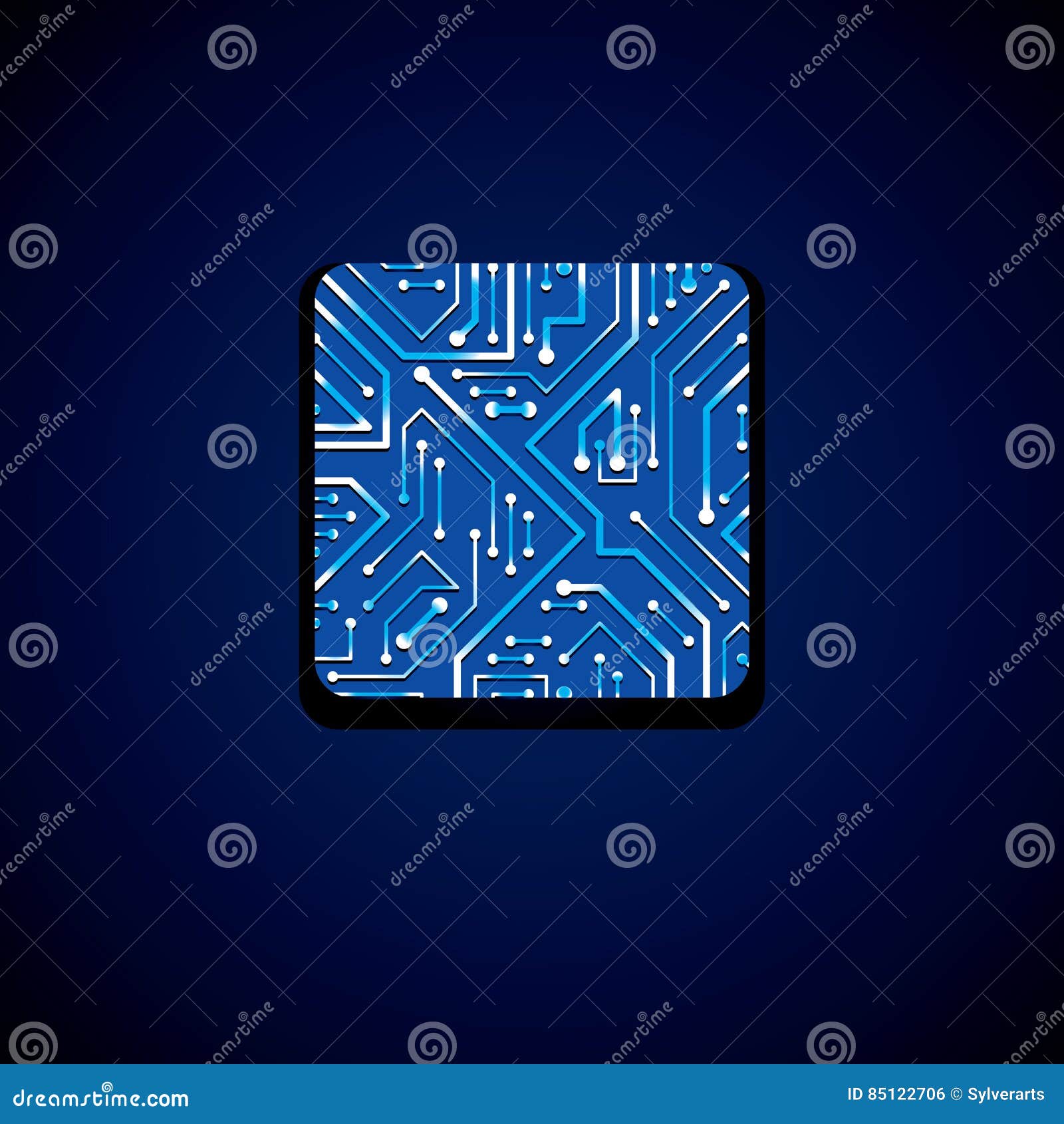 Vector Technology Cpu Design with Square Blue Luminescent ...