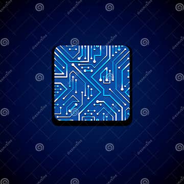 Vector Technology Cpu Design with Square Blue Luminescent Microprocessor Scheme. Computer ...