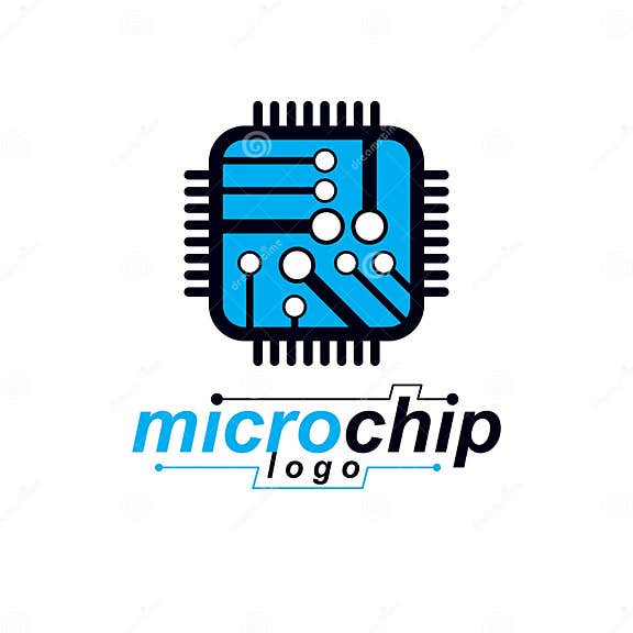 Vector Technology Cpu Design with Square Microprocessor Scheme. Computer Circuit Board, Digital ...