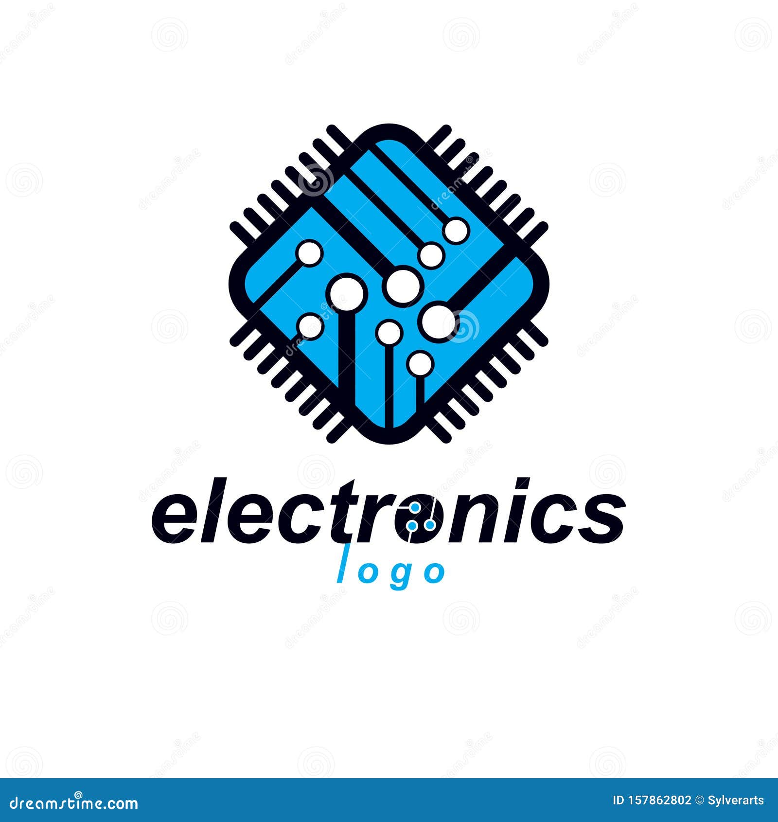 Set Of Microprocessor Scheme Abstract Logotypes. Futuristic Cybernetic ...