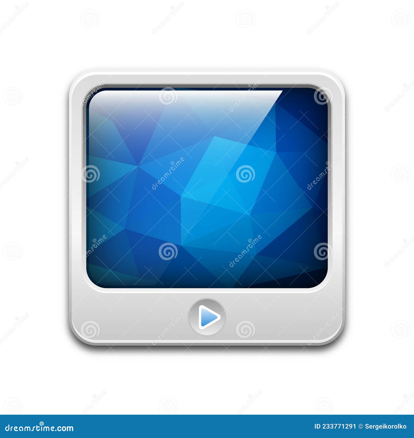 Technology Icon with Play Button and Abstract Blue Background Stock ...