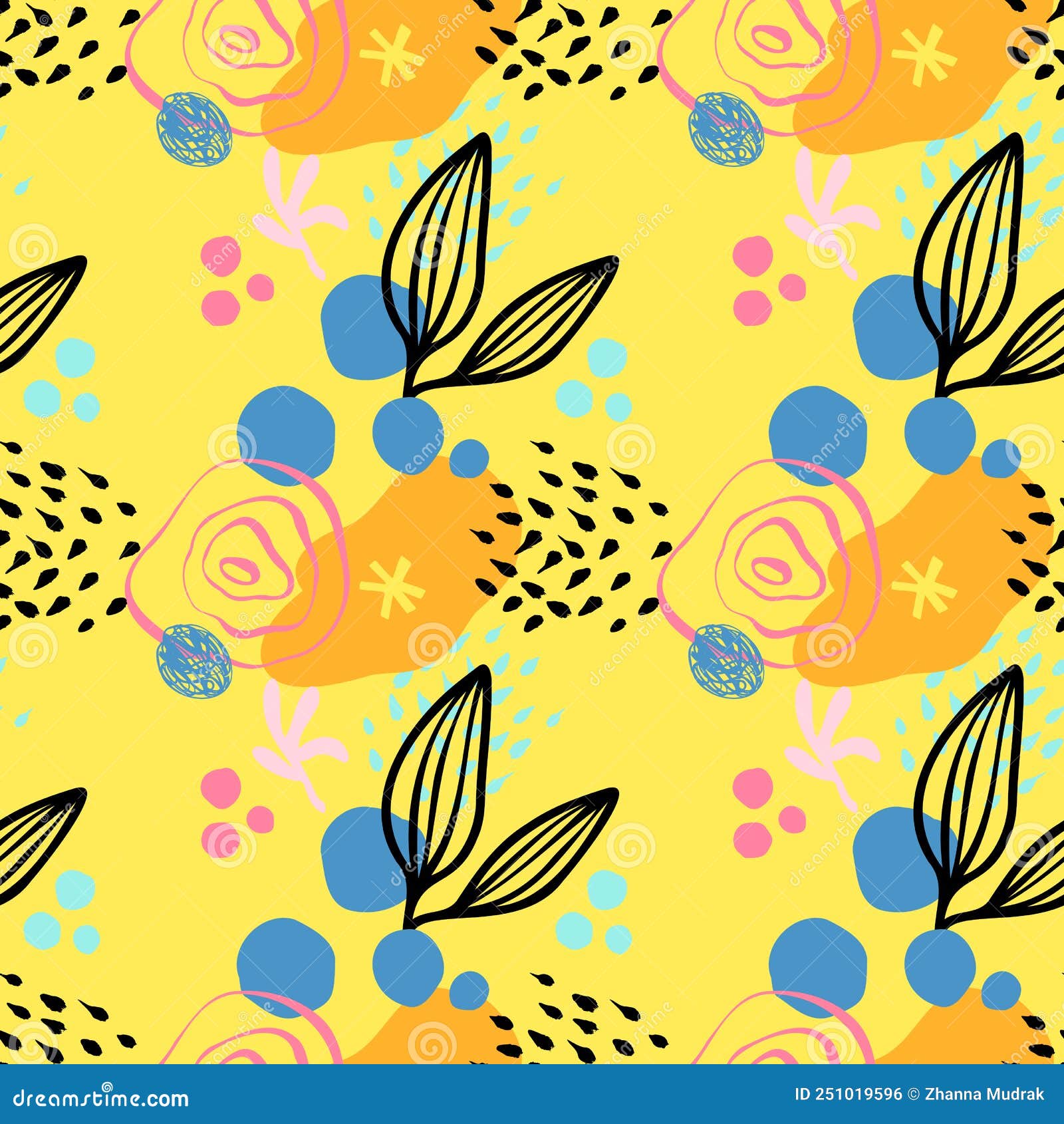 Vector Teenage Seamless Neon Pattern Naive Style Stock Illustration ...