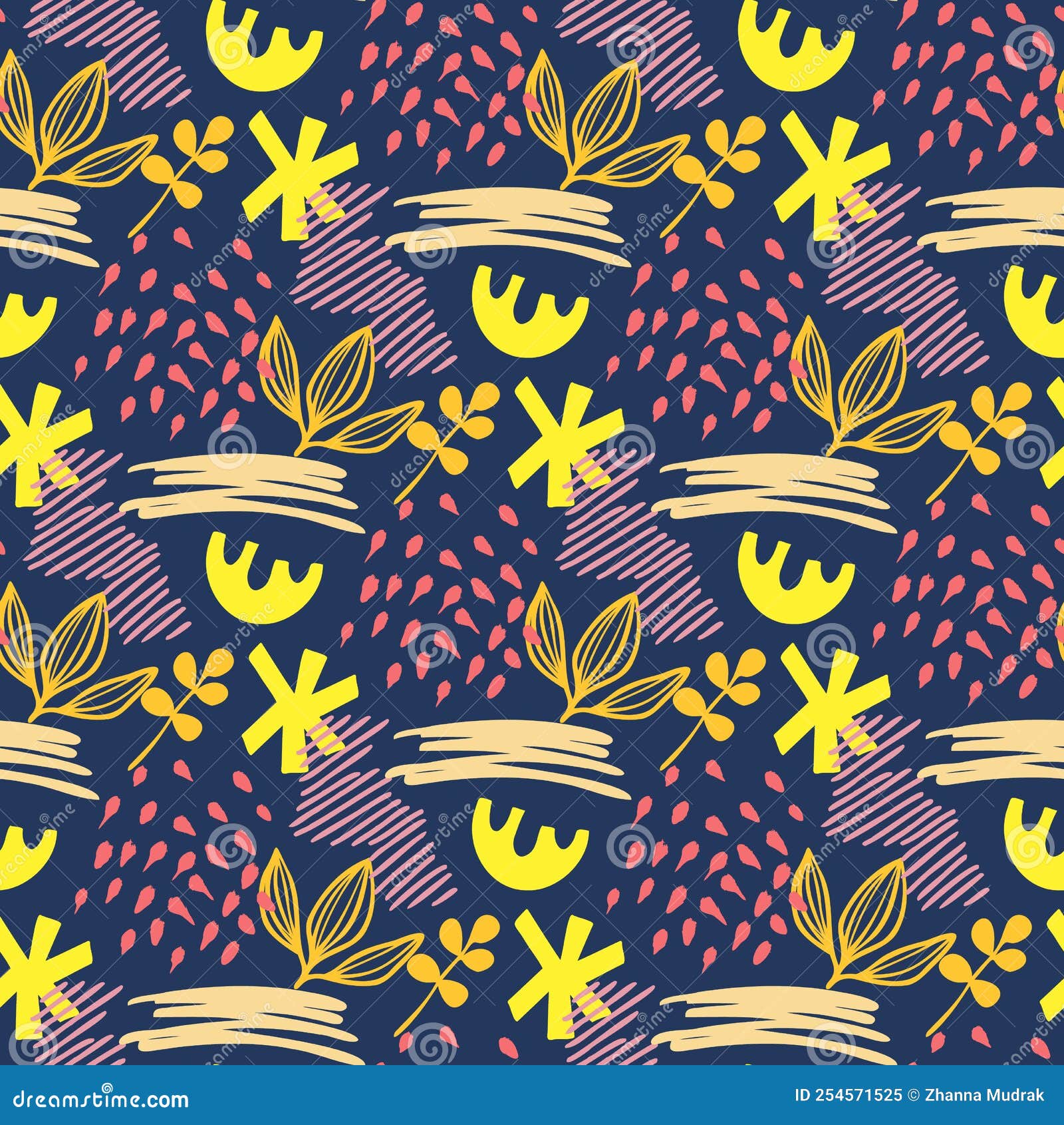 Vector Teenage Seamless Pattern Naive Simple Style Stock Illustration ...