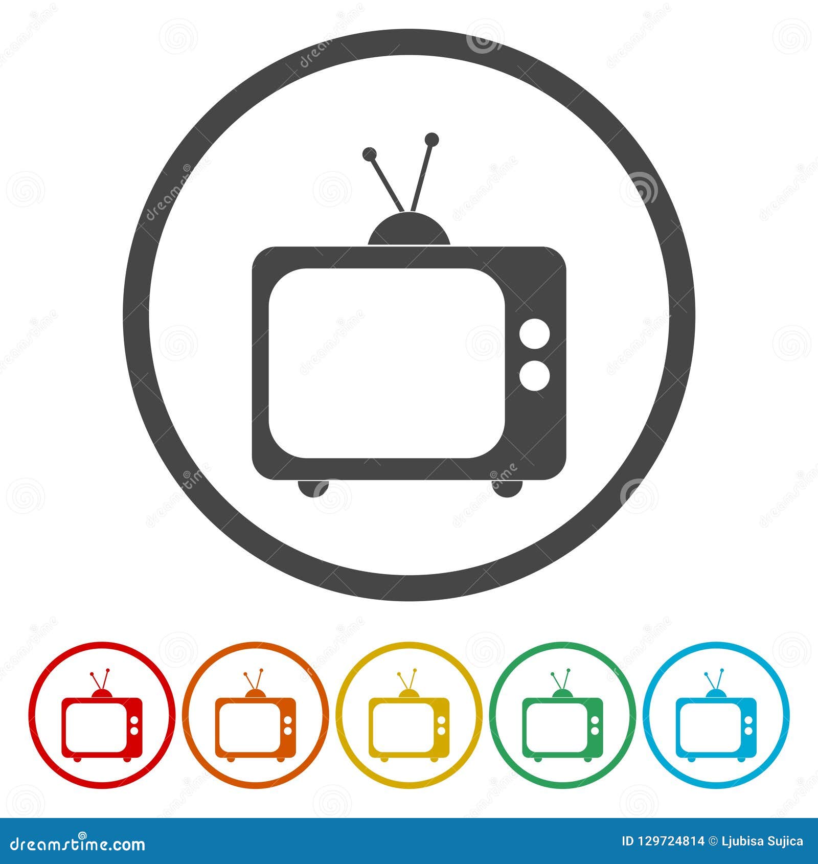 Vector television circle stock vector. Illustration of retro - 129724814