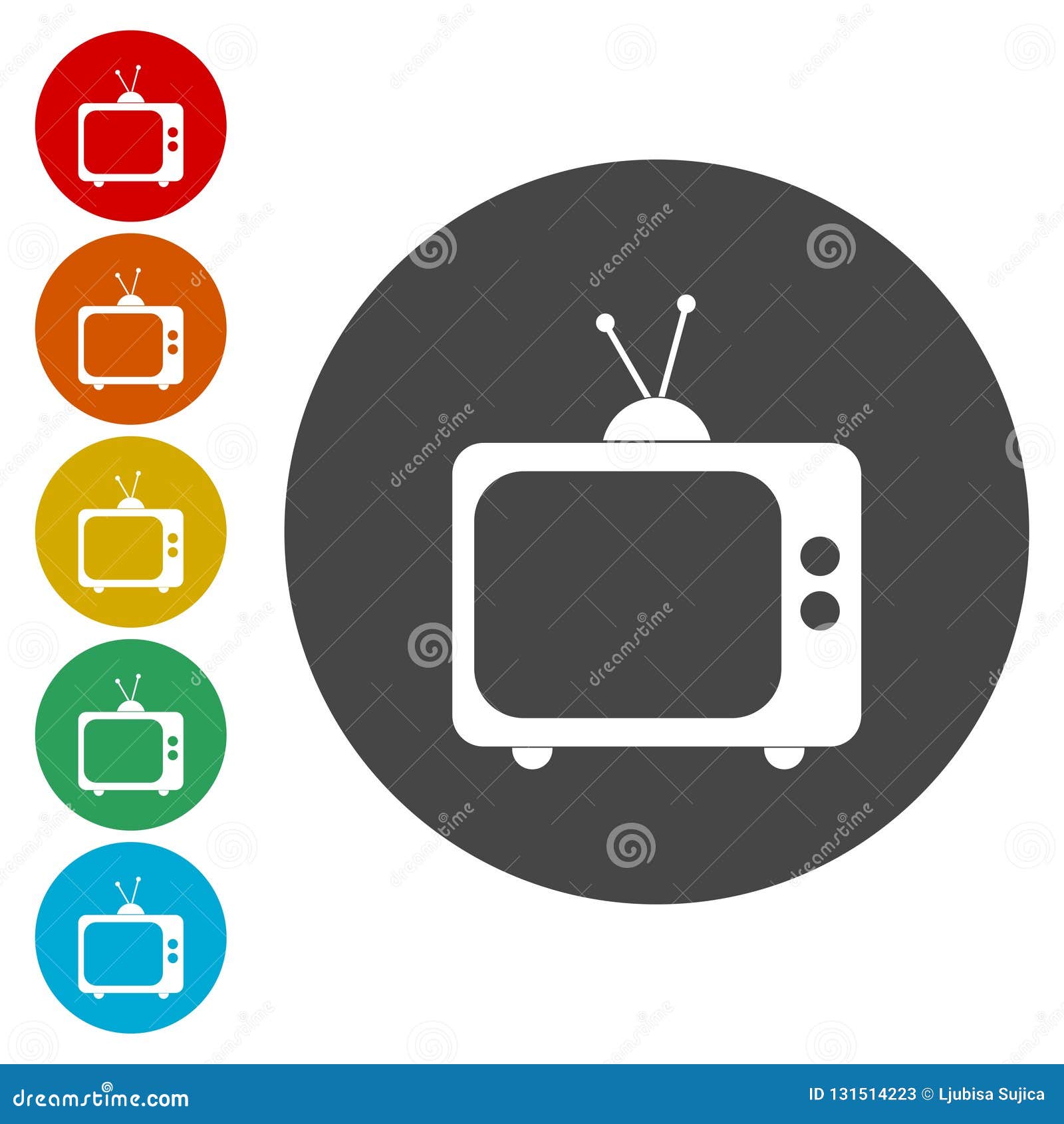 Vector Television Circle, Old Tv Icon Stock Vector - Illustration of ...