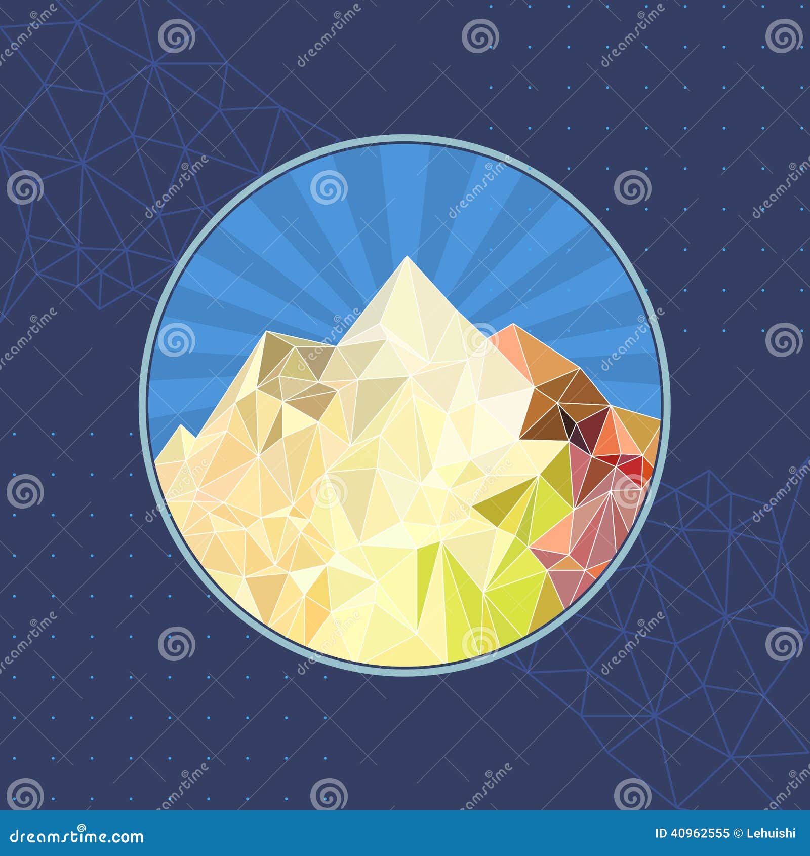 Vector: Template Abstract Sun Mountain Low-poly Style Stock Vector ...