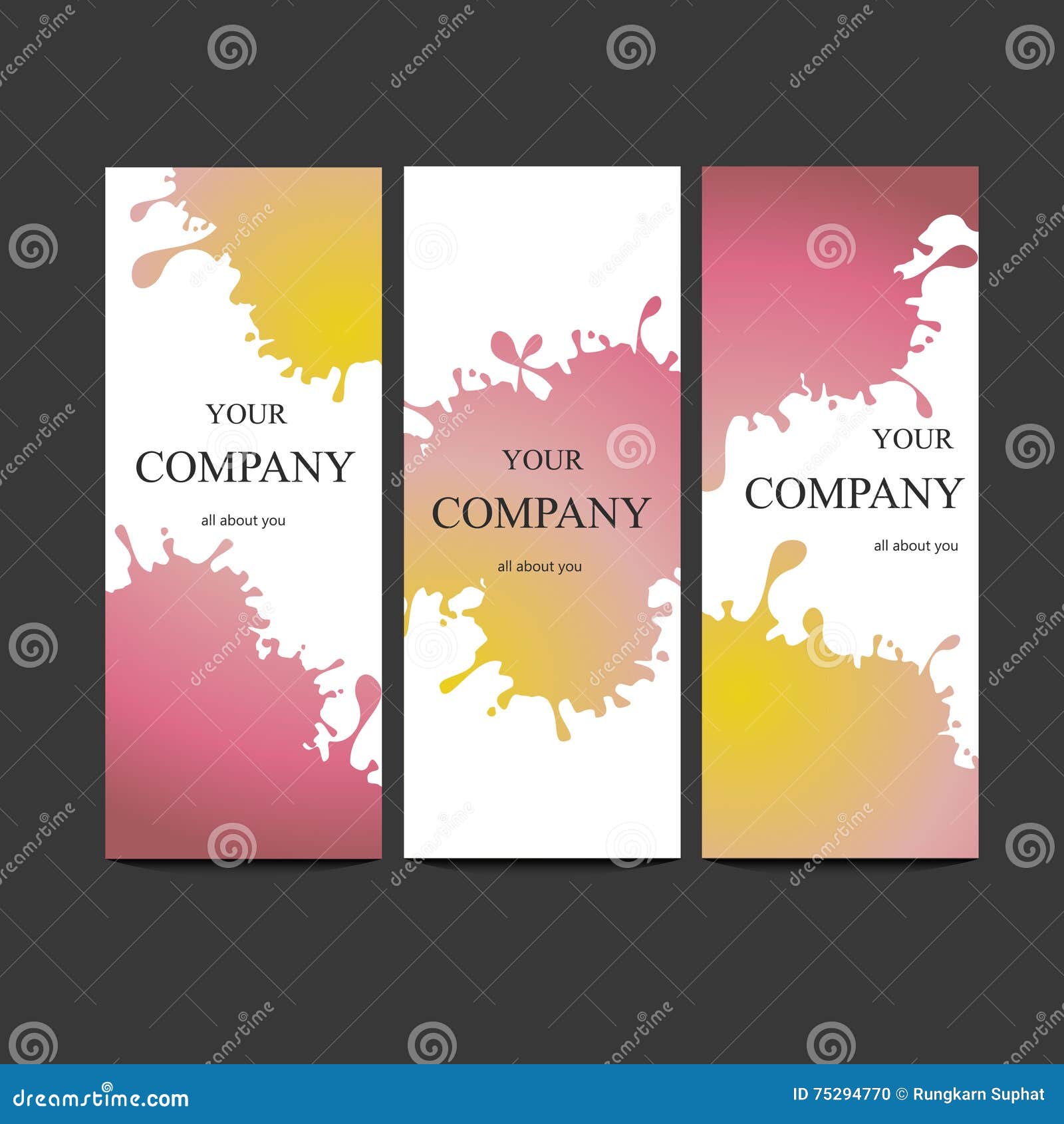Vector Template Banners with Watercolor Paint Abstract Background Stock ...