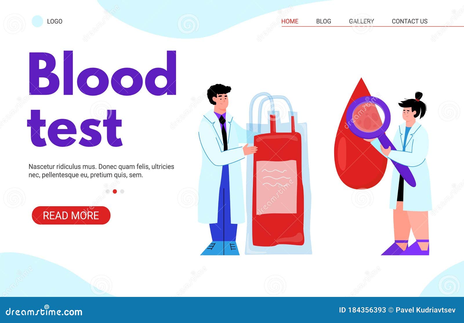 Vector Template for a Blood Test Page for Web Design. Stock Vector ...