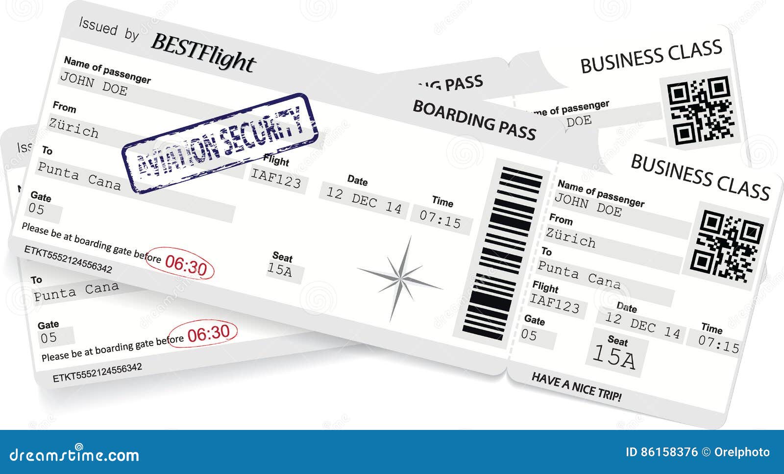 Vector Template of Boarding Pass Ticket Stock Vector - Illustration of ...