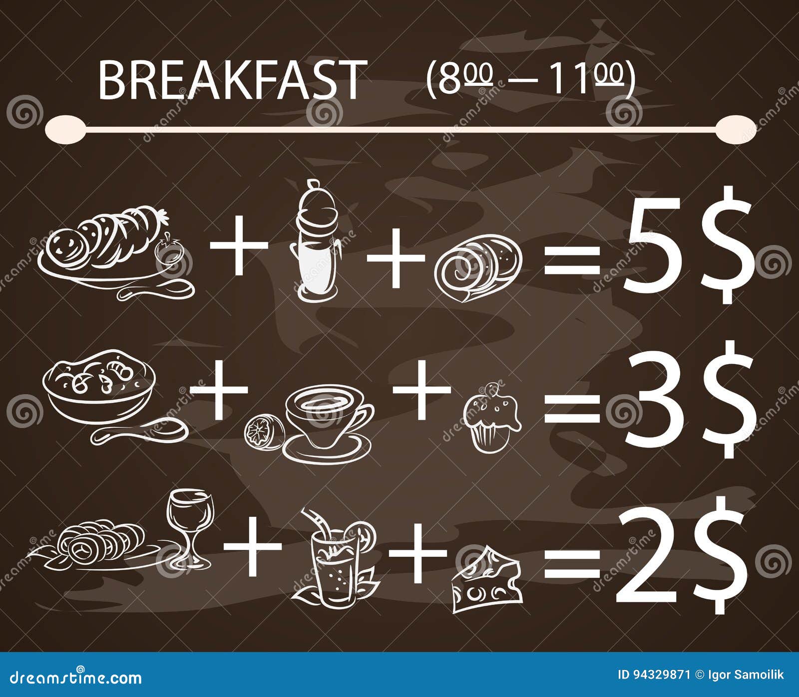 Vector Template Breakfast Chalkboard Menu Vintage Poster , Vector Set ...
