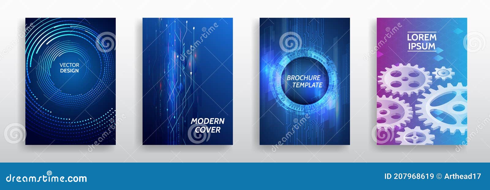 Vector Template For Brochure Or Cover With Hi-tech Elements Background ...