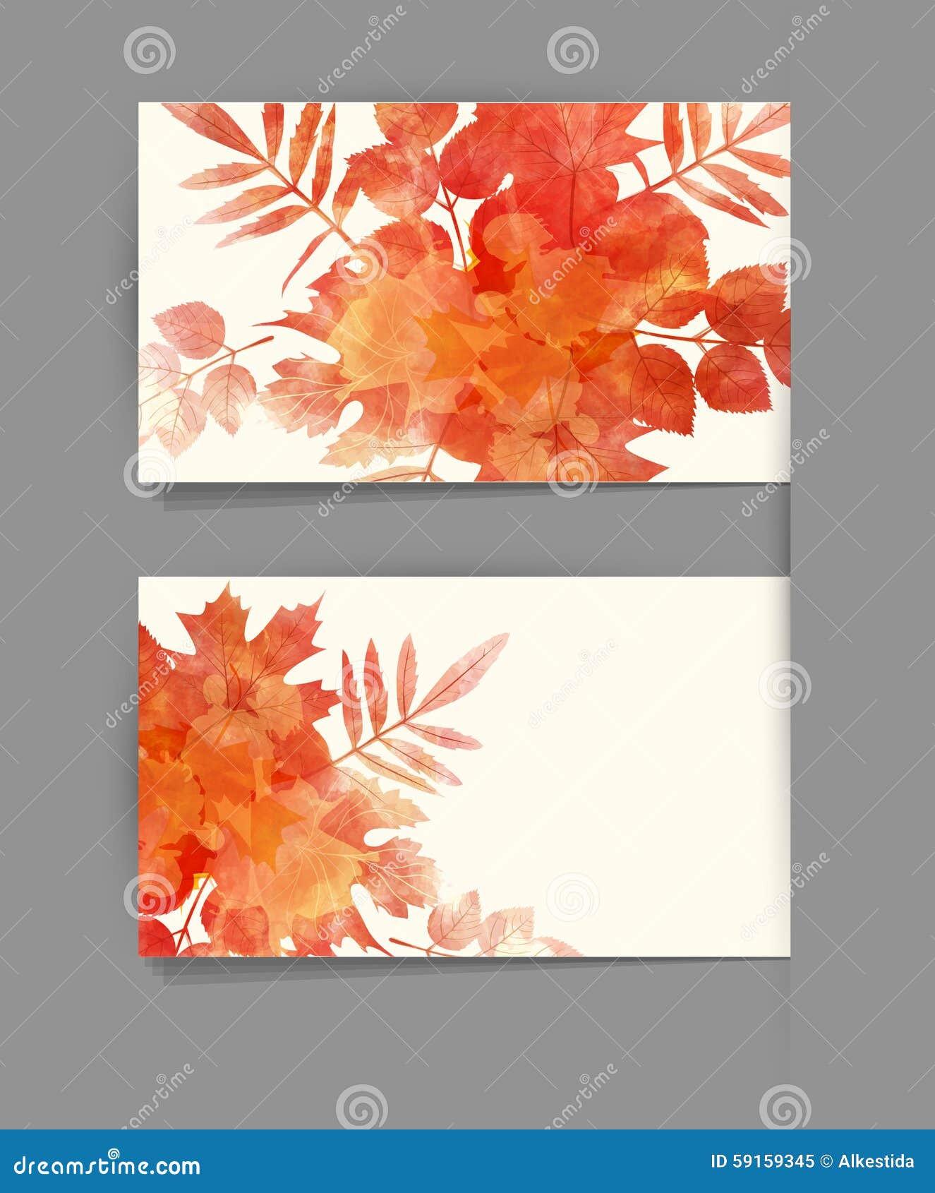 Vector Template Business Card with Autumn Leaves Stock Vector ...