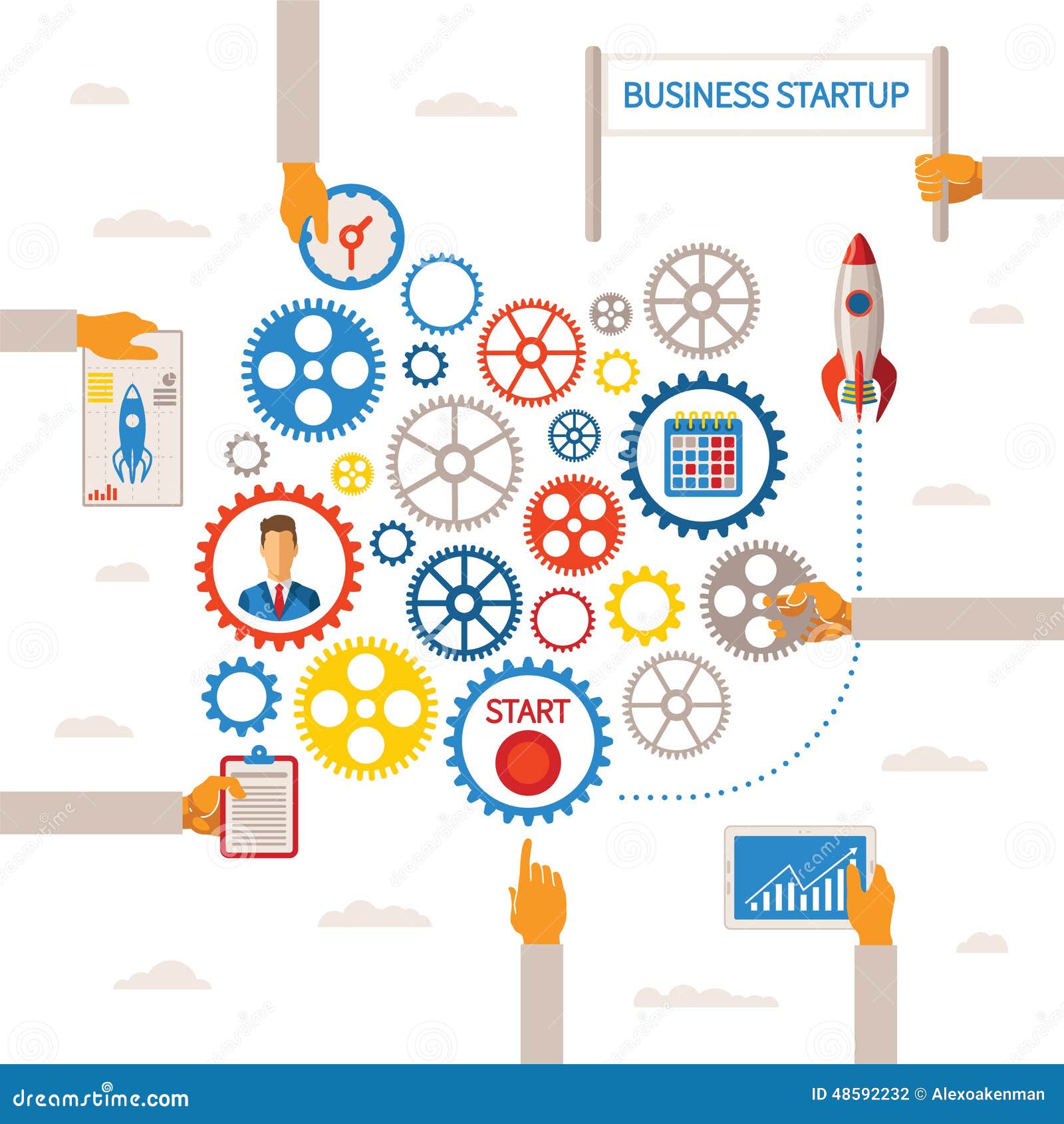 Vector Template of Business Start Infographic Concept Stock Vector ...