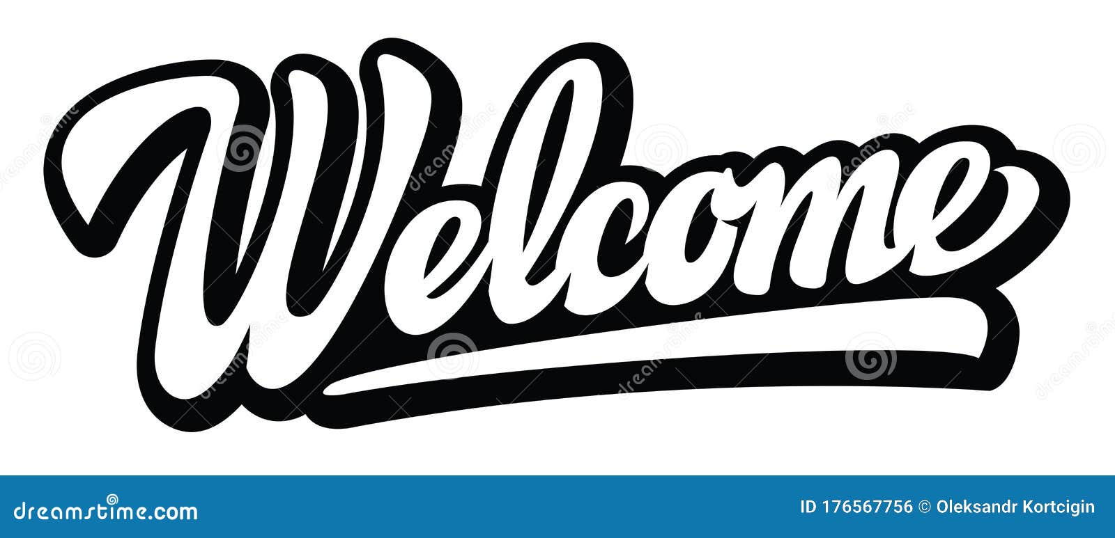 Vector Template with Calligraphic Inscription Welcome. Lettering Stock ...