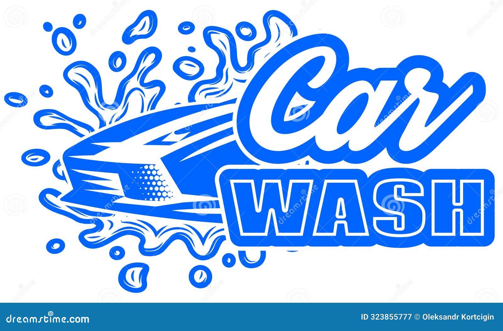 Vector Template for Car Wash with Water Splashes and Lettering Stock ...