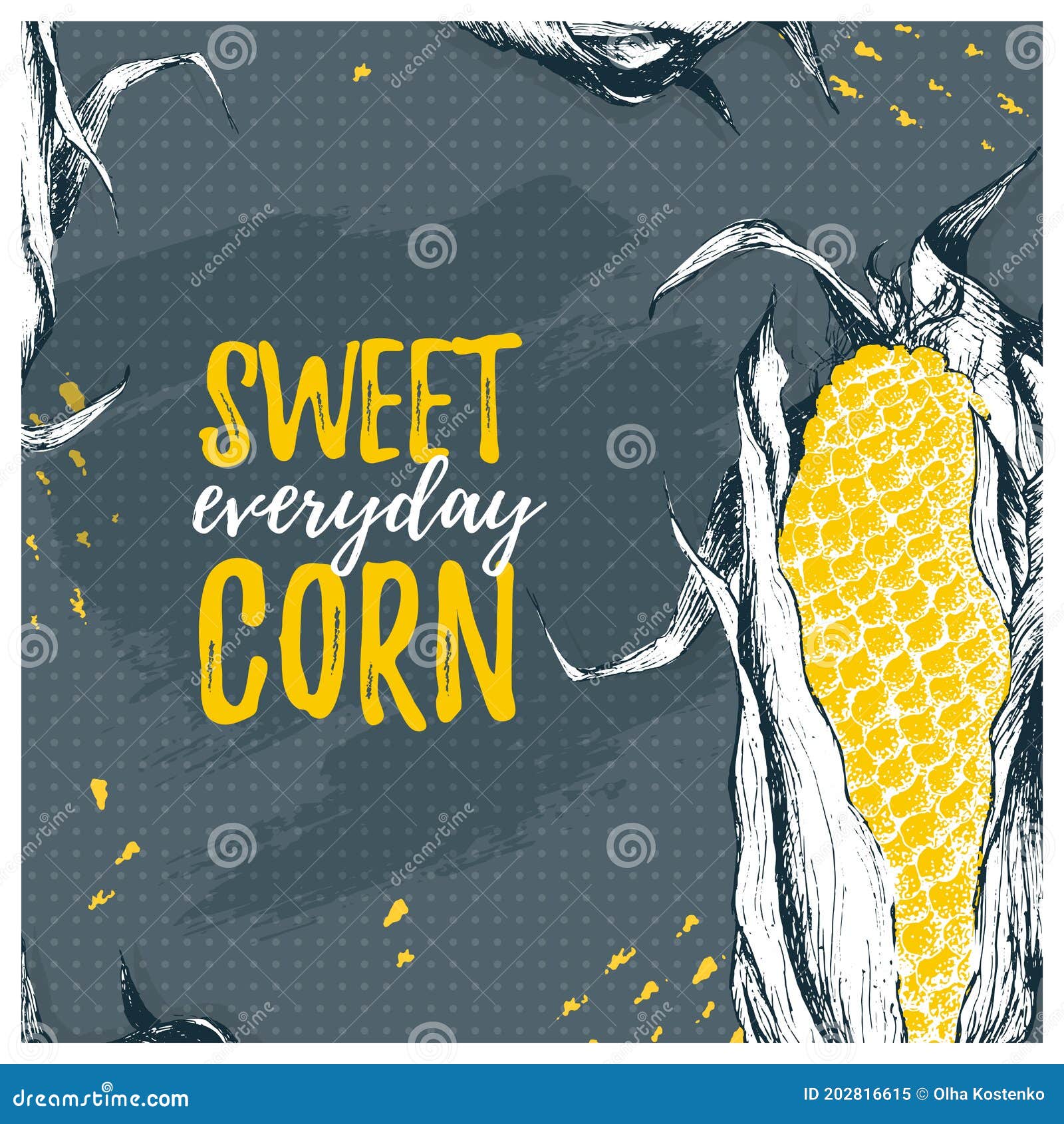 Vector Template Card with Corn. Sweet Corn Stock Vector - Illustration ...