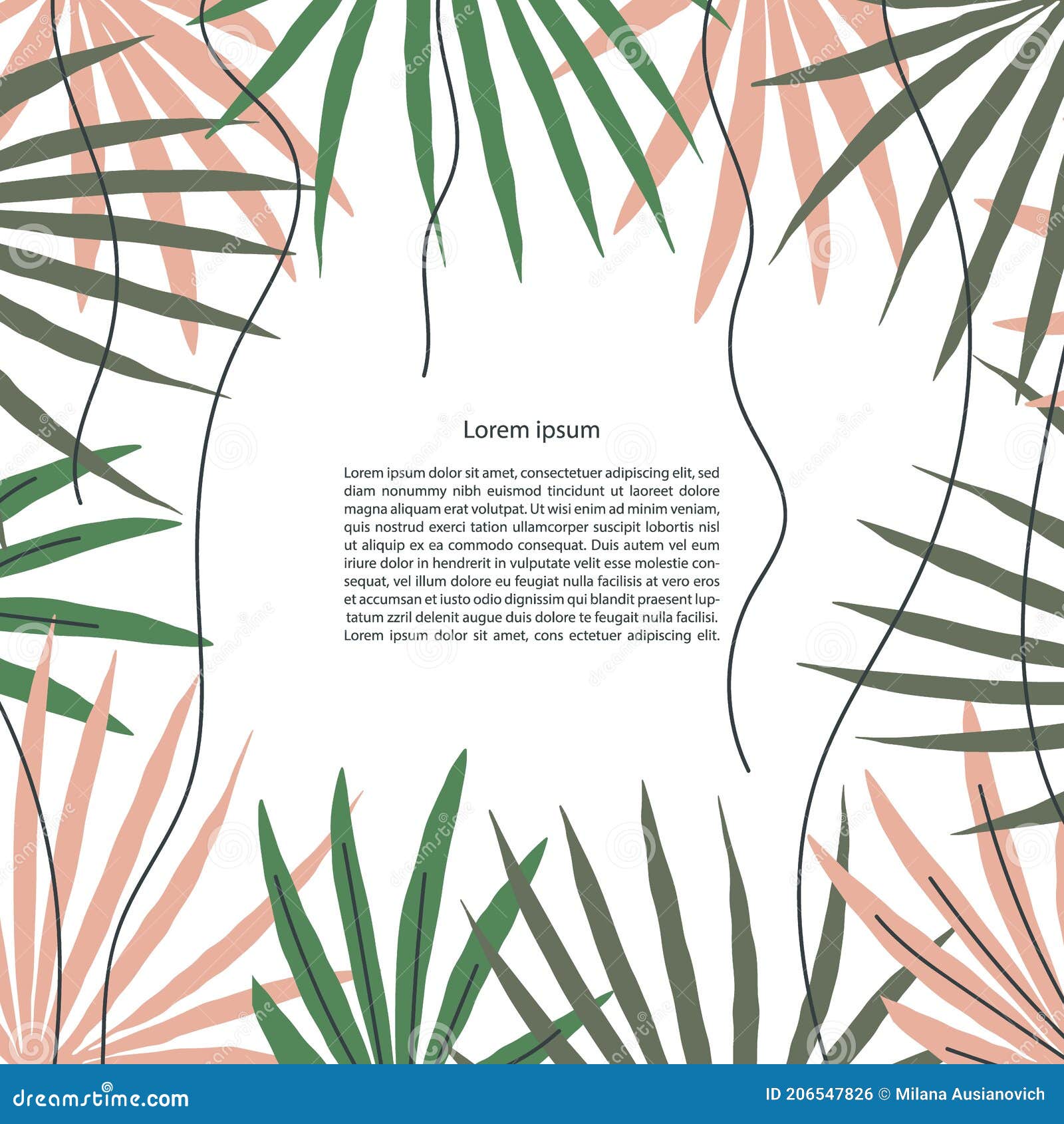 Vector Template for Card, Label Design. Palm Leaves Frame Stock ...