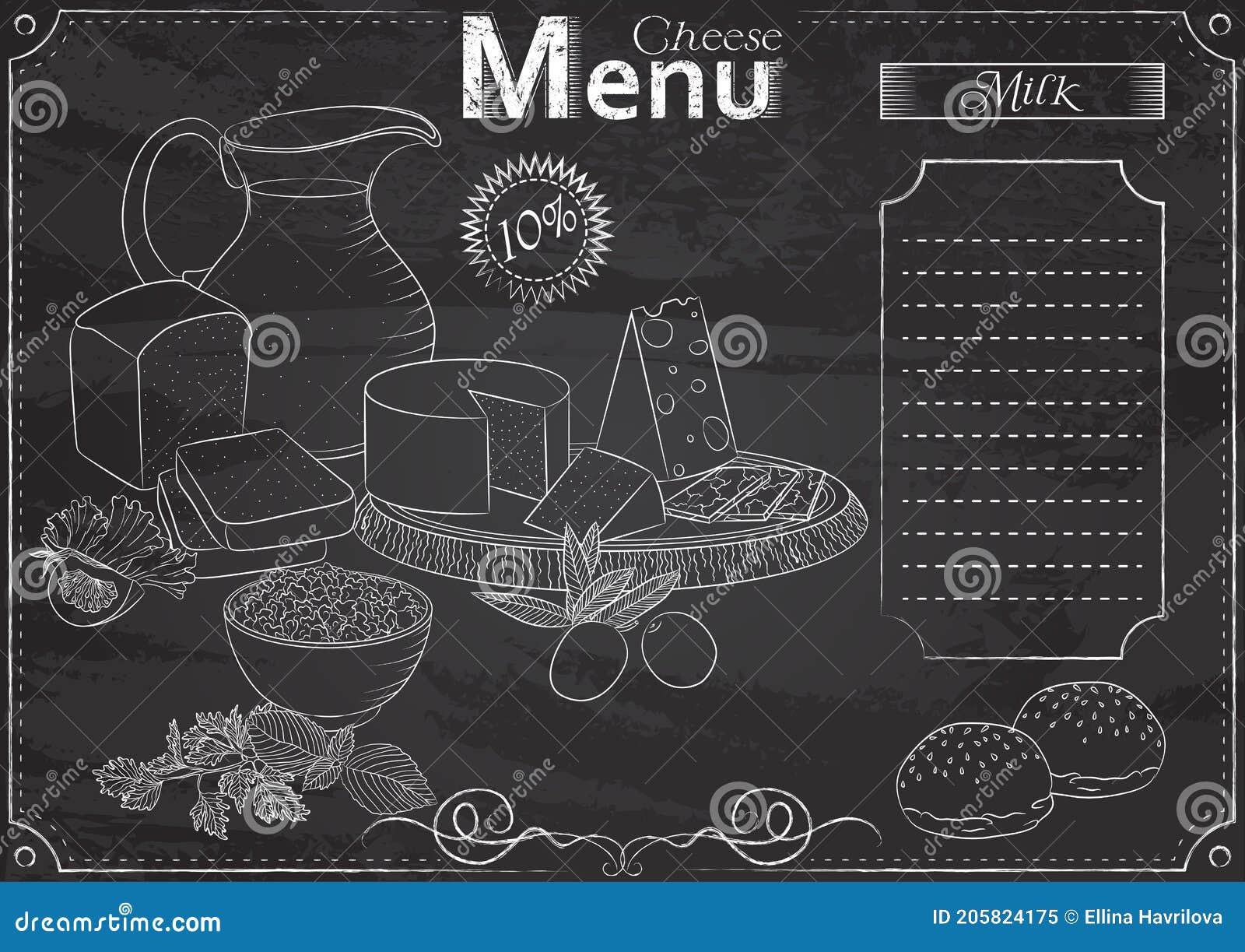 Cheese menu chalk stock vector. Illustration of restaurant - 205824175
