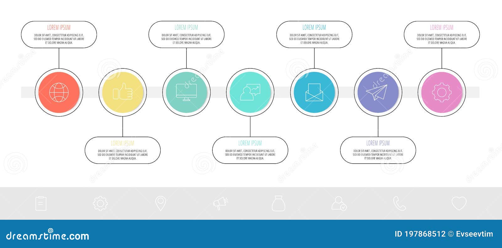 Seven-ten Steps Timeline Or Milestone Infographic Charts. Vector ...