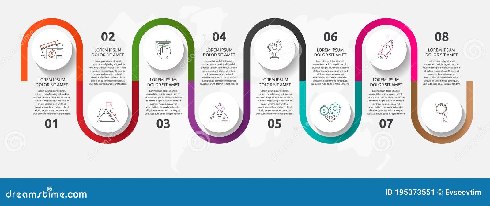 5 Steps Bar Graph On Progress Arrow On Grey Background Template ...