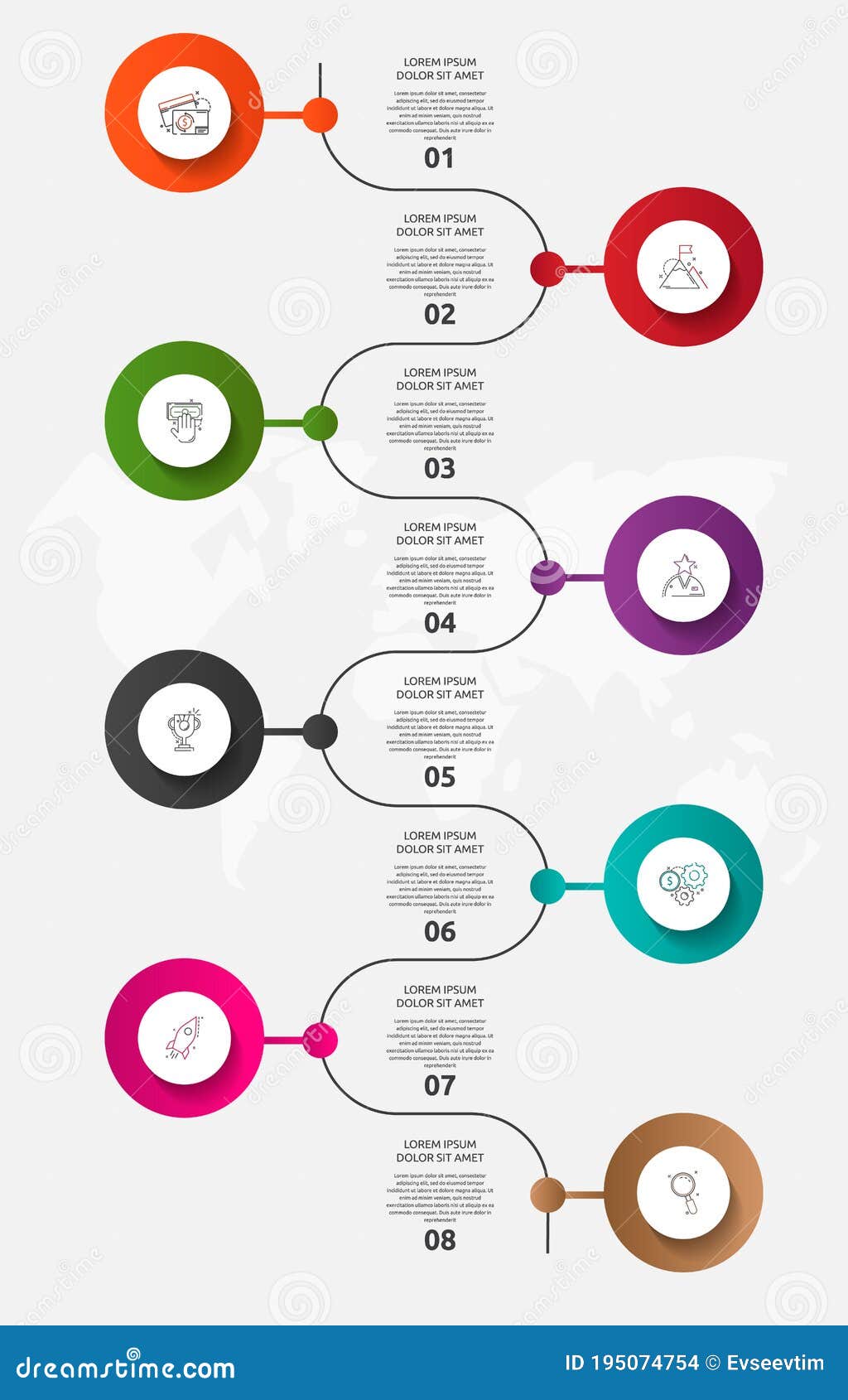 5 Steps Bar Graph On Progress Arrow On Grey Background Template ...