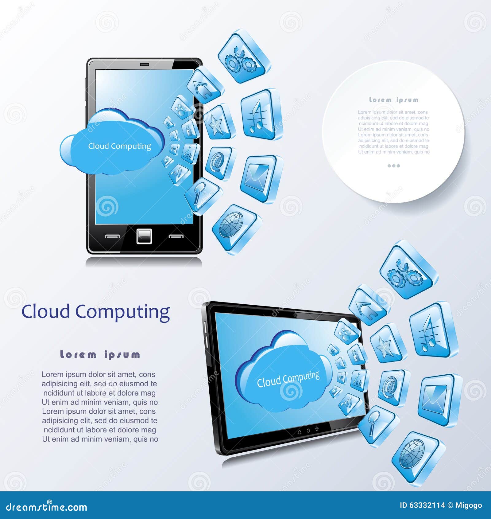 Vector Template Cloud Computing for Communication Stock Vector ...
