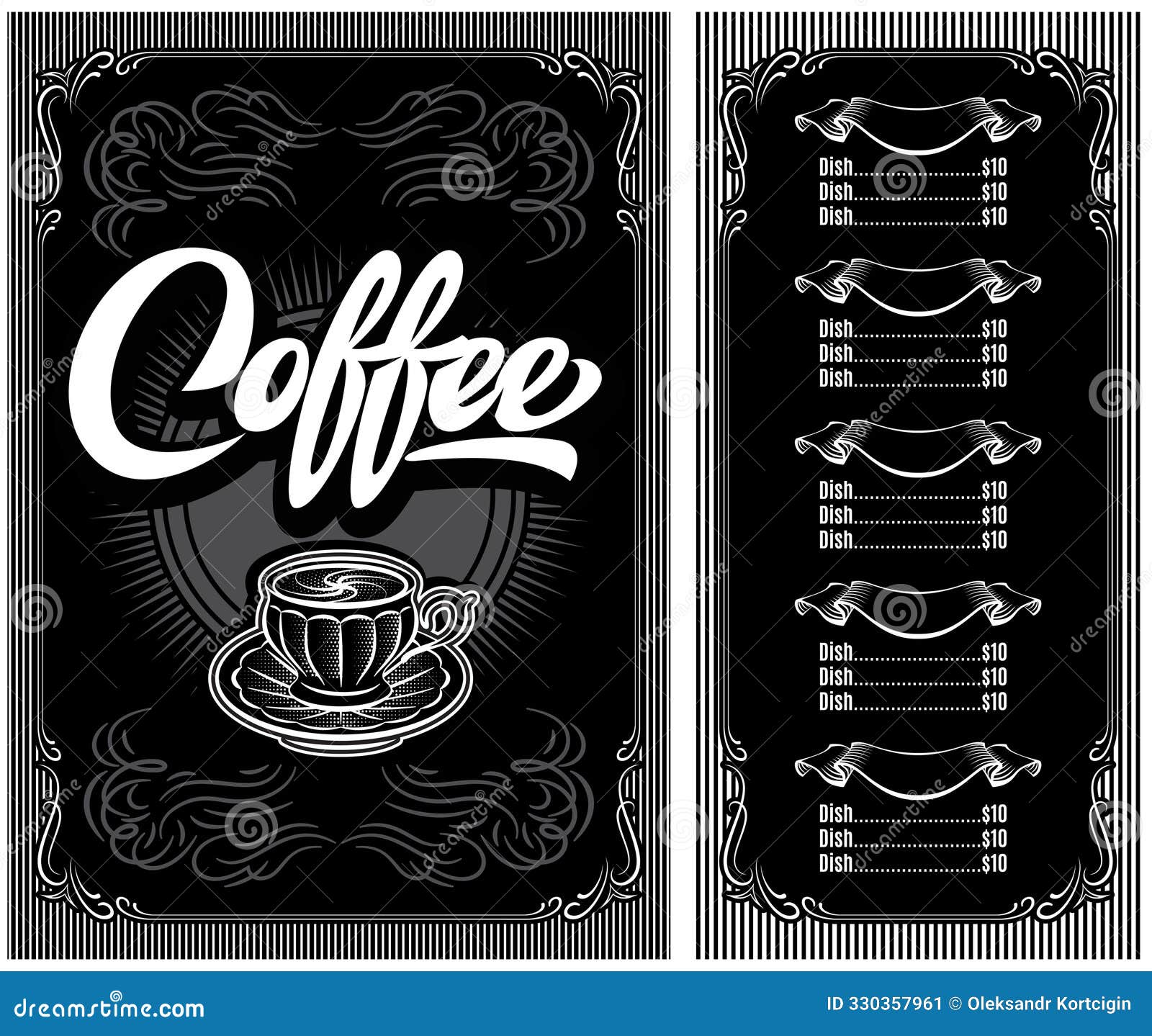 Vector Template for Coffee Shop Menu with Calligraphic Lettering Stock ...