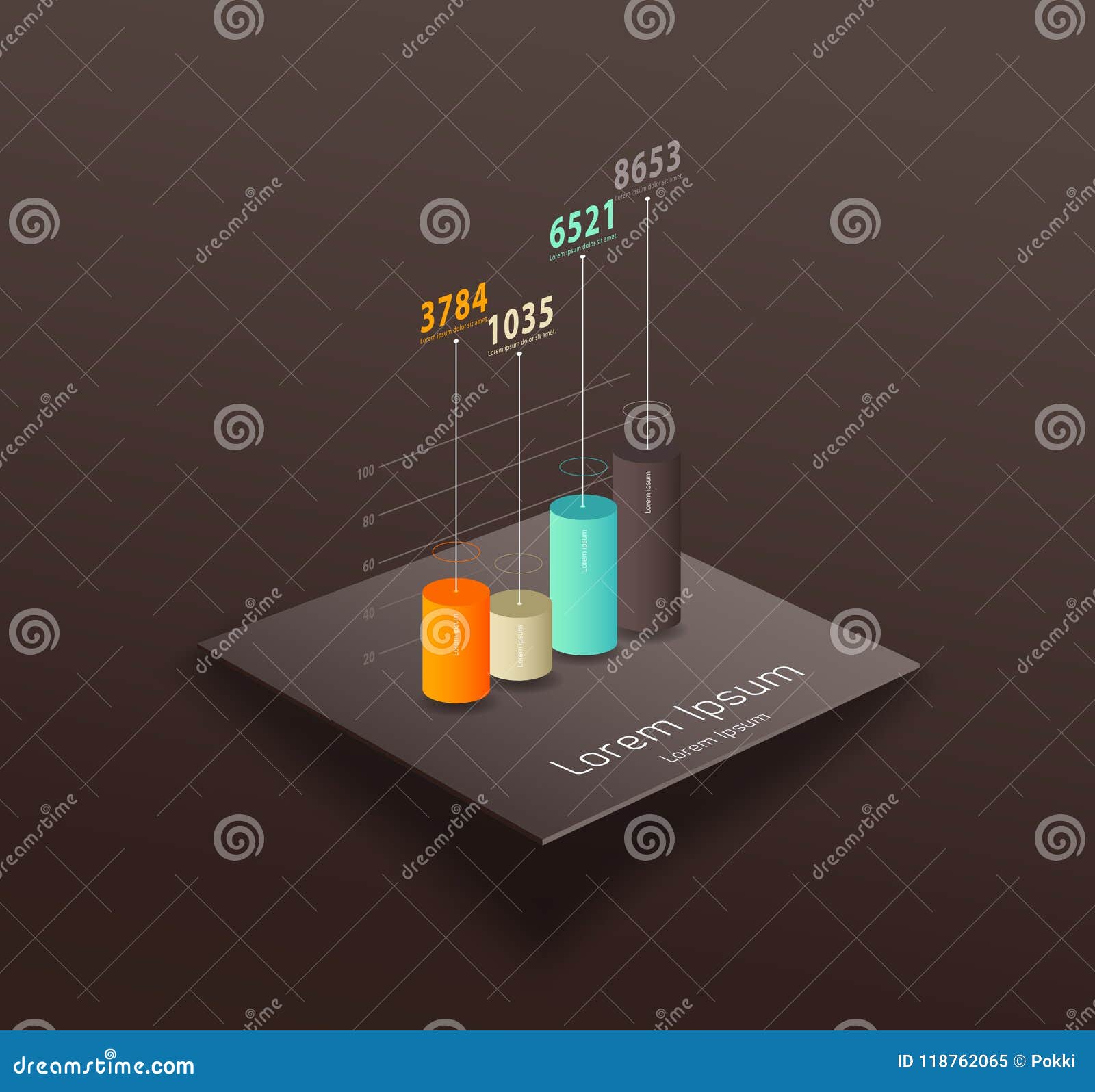 Vector Template with Colorful Column Graph. Stock Vector - Illustration ...