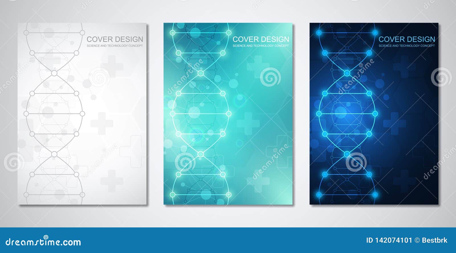 Vector Template for Cover or Brochure, with Molecules Background and ...
