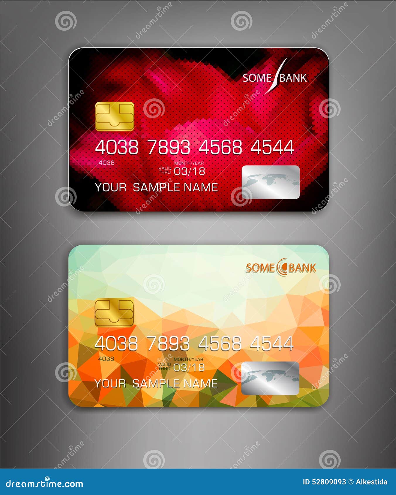 Vector Template Credit Cards with Flower Themes Stock Vector ...