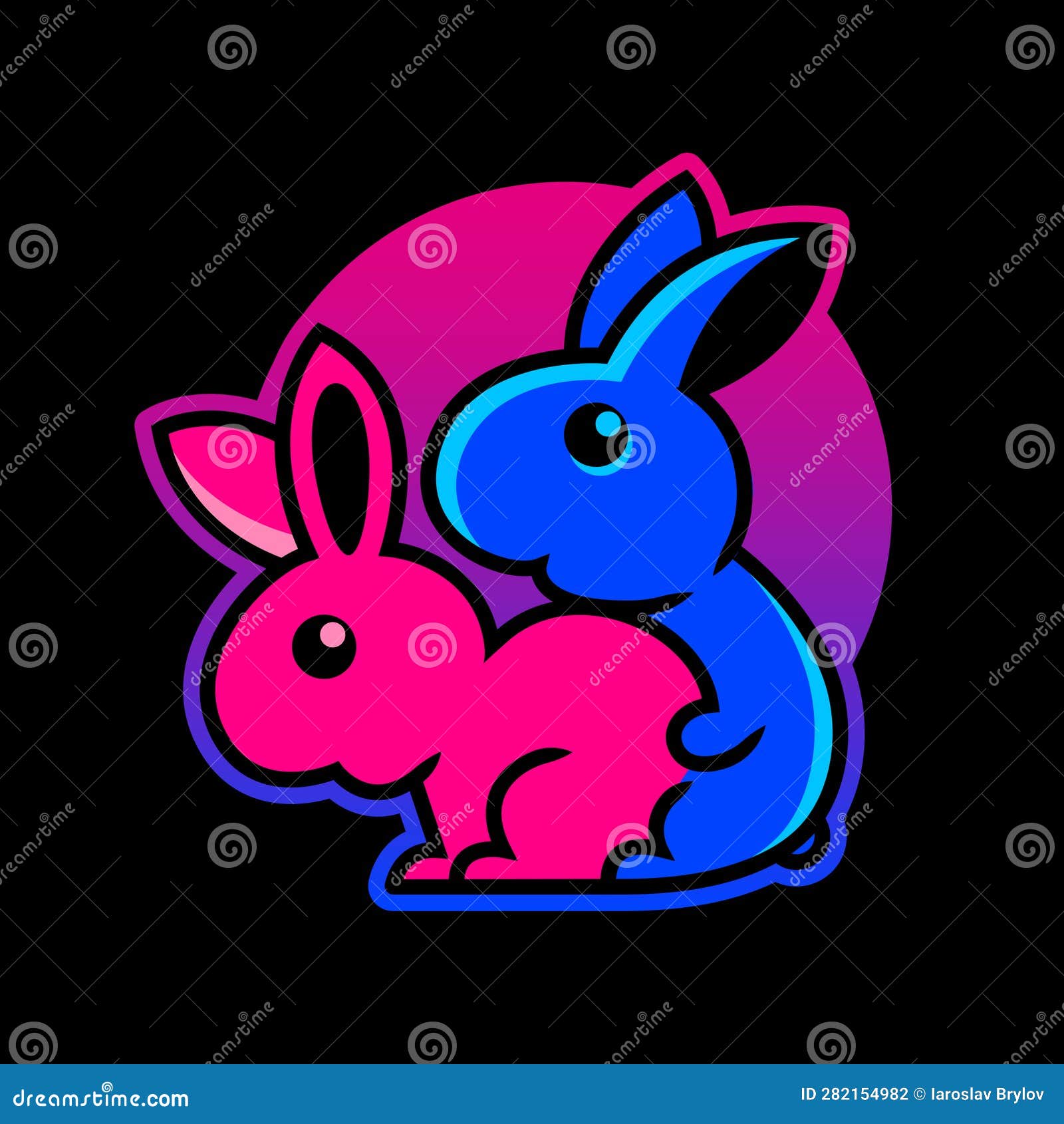 Vector Template of 3D Rabbit Ears on an Isolated Background. Voluminous ...