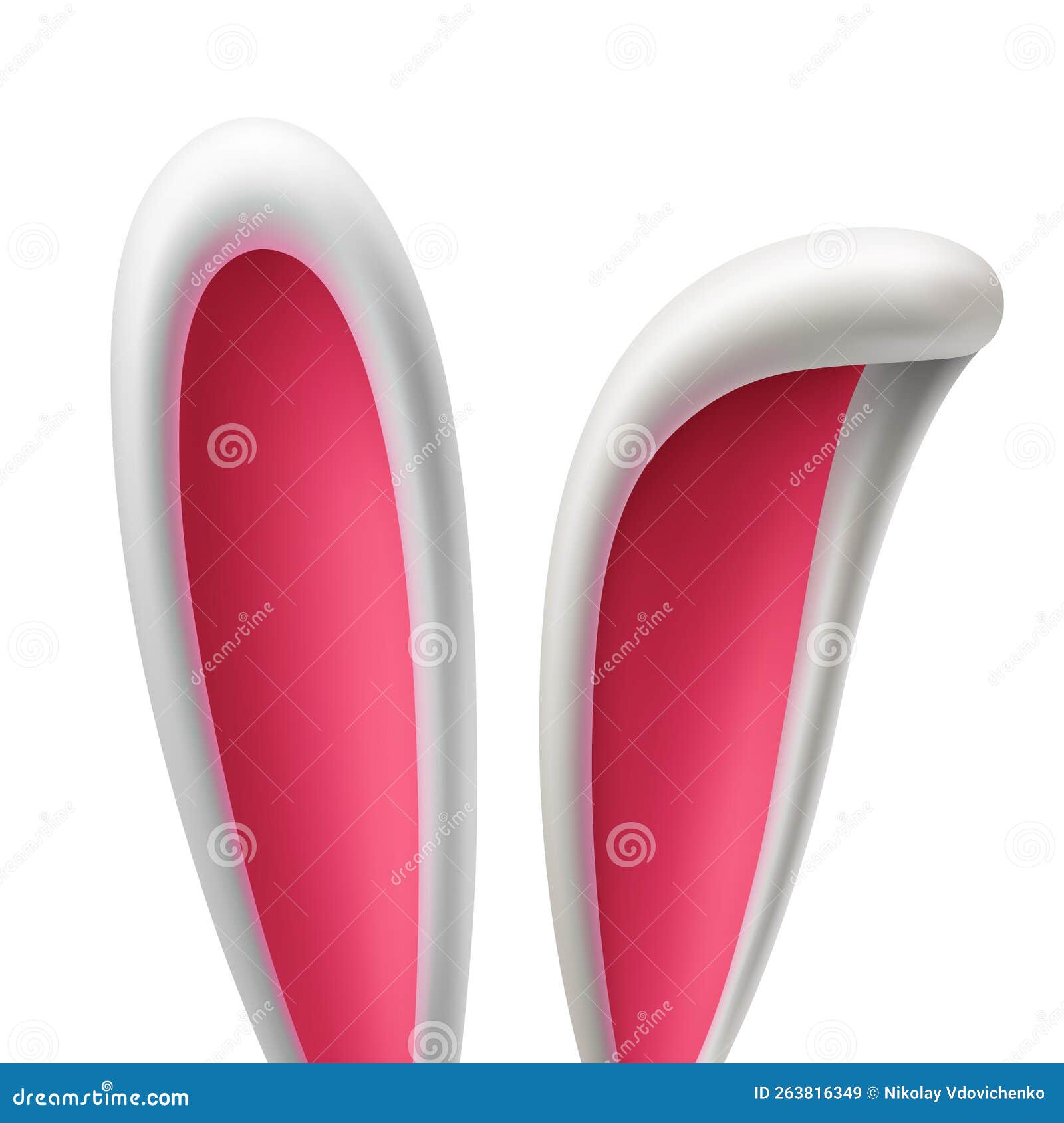 Vector Template of 3D Rabbit Ears on an Isolated Background. Voluminous ...
