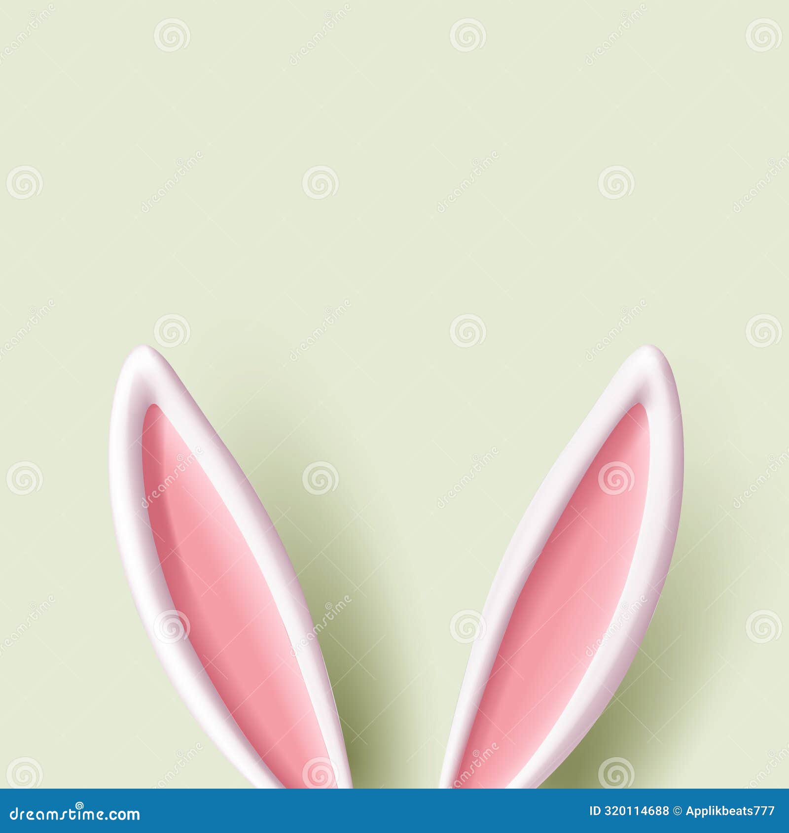 Vector Template of 3D Rabbit Easter Ears, Volume White Ears with Girly ...