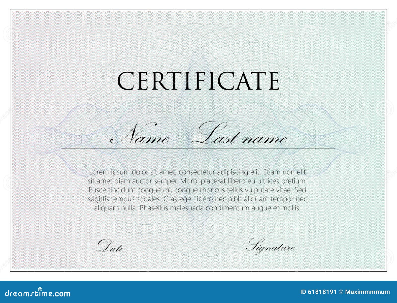 Vector Template Design Of Certificate With Guilloche Signs ...