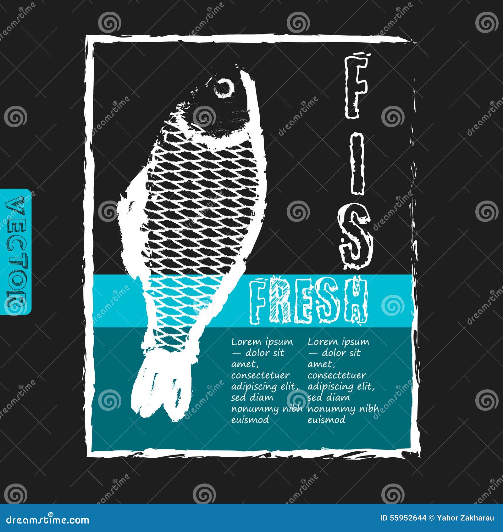 Vector Template for Fish Menu with Retro Effect Stock Vector ...