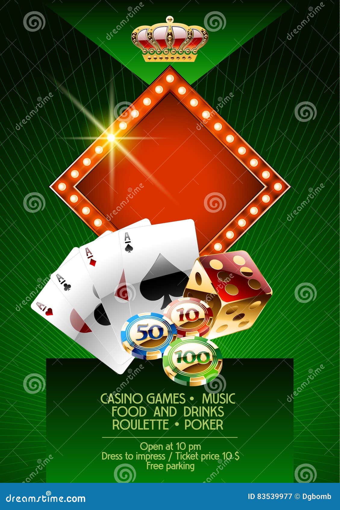 Vector Template of Flyer for Event in Casino Stock Vector ...