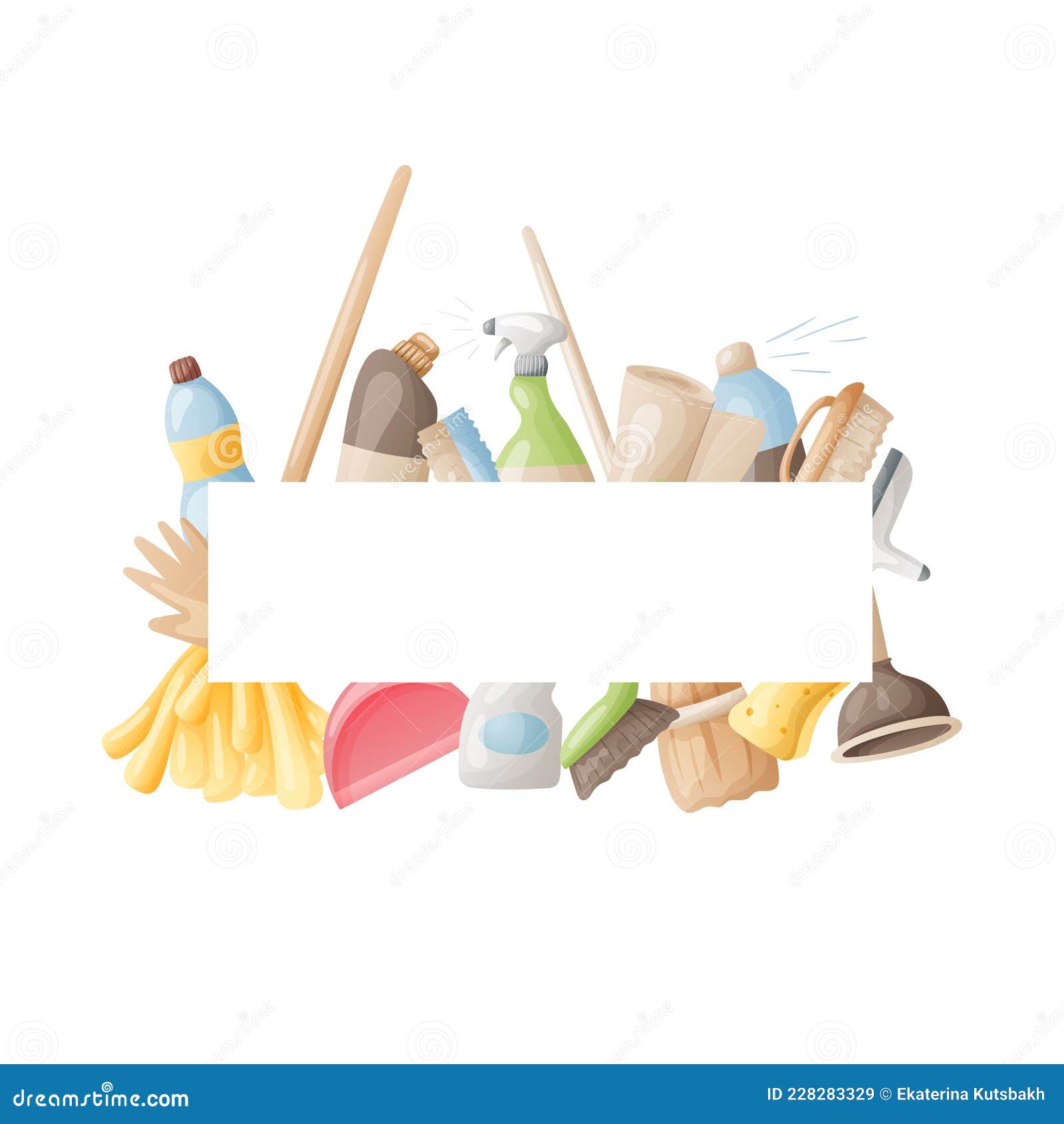 Vector Template or Banner with Frame or Border Made of Elements and ...