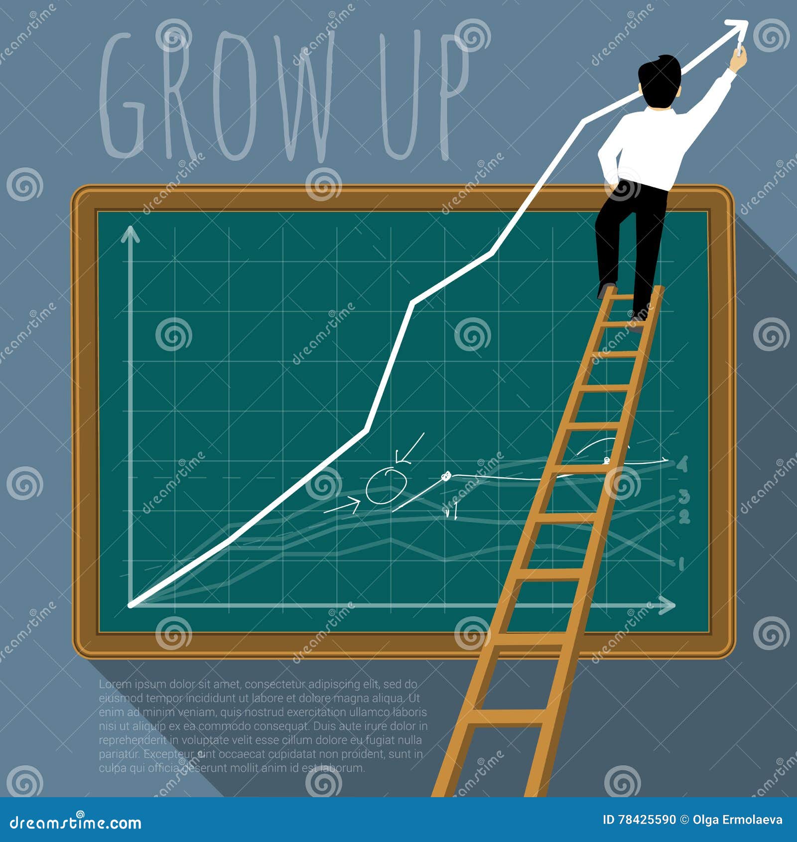 Vector Template of Growing Chart. Stock Vector - Illustration of mock ...